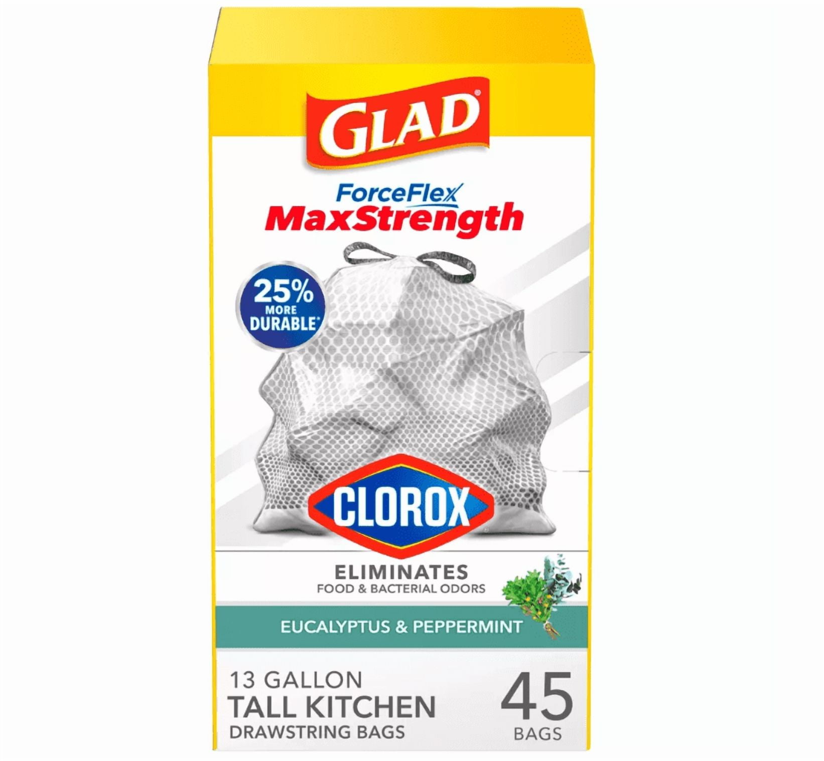 Glad ForceFlex MaxStrength Tall Kitchen Drawstring Trash Bags ...