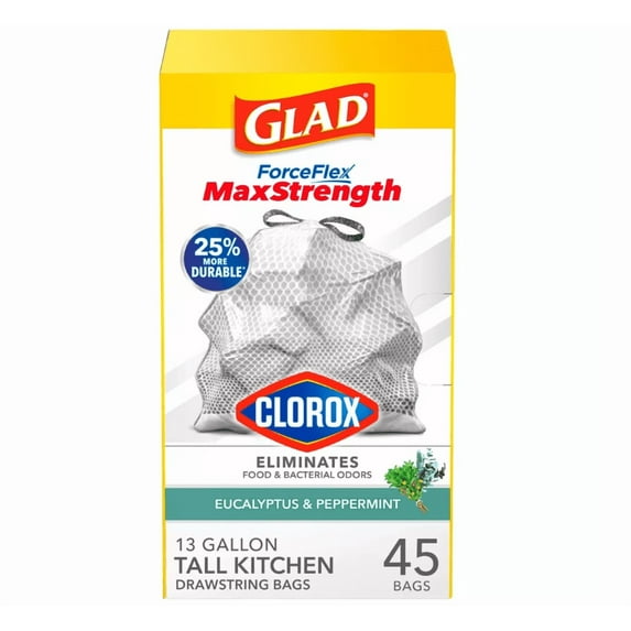 Glad ForceFlex MaxStrength Tall Kitchen Drawstring Trash Bags ...