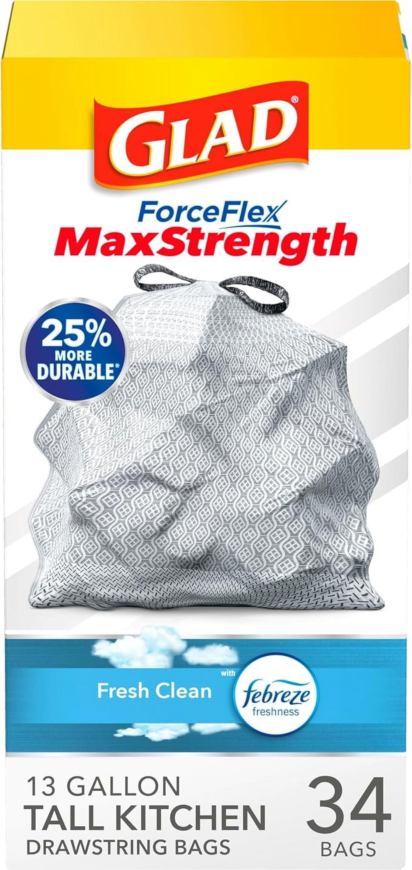 Glad Trash Bags, Tall Kitchen Garbage Bags, 13 Gal, 34 Count - Walmart.com