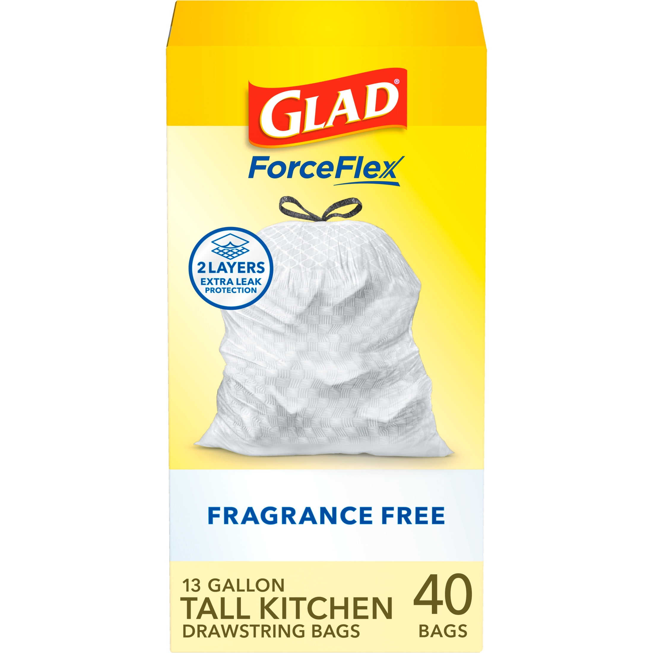 Glad ForceFlex Tall Kitchen Drawstring Trash Bags, 13 Gallon, Fragrance ...