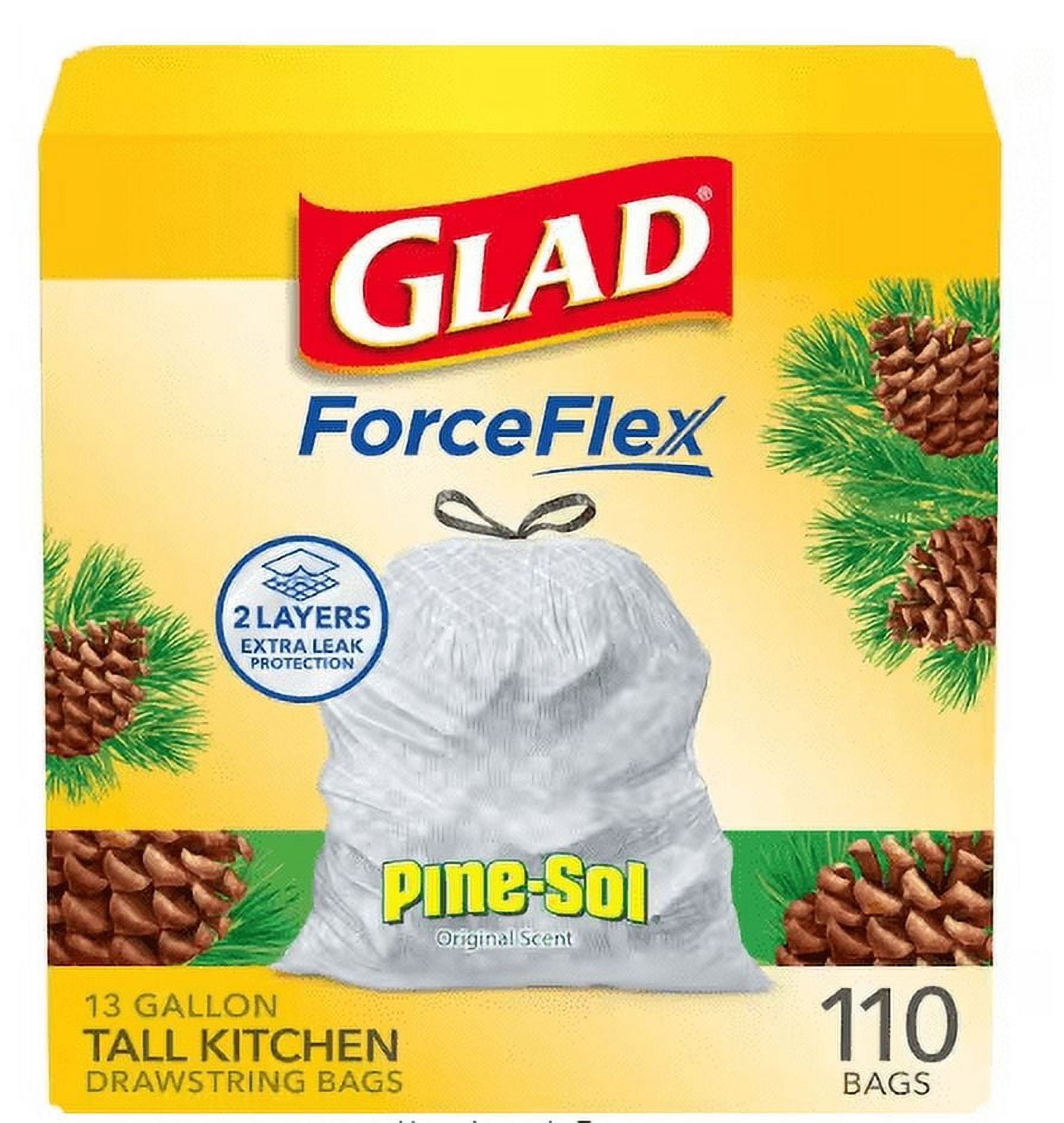 Glad White DS Pine Sol 13 Gallon Trash Bags with ForceFlex Leakproof ...