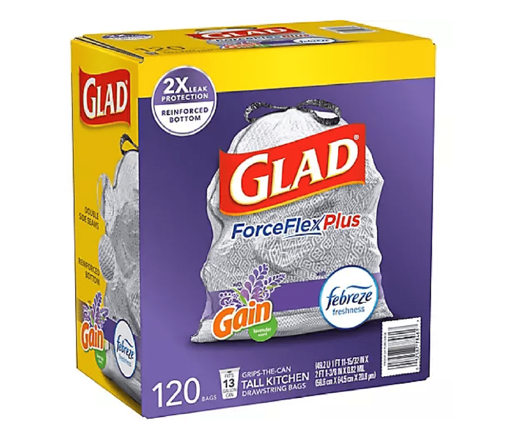 Glad 13-Gal ForceFlex OdorShield Lavender Trash Bags, Odor Control ...