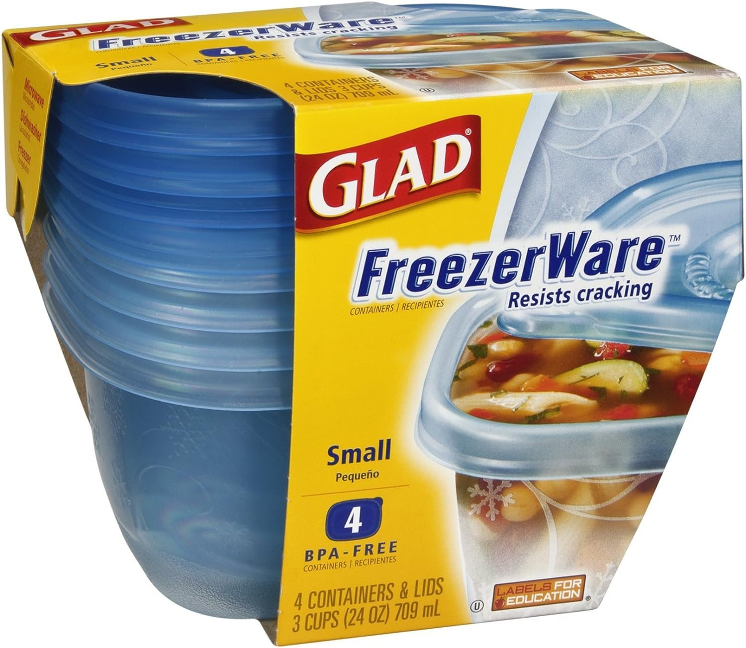 Glad FreezerWare Small Containers & Lids, 4 ct Pack of 6 - Walmart.com