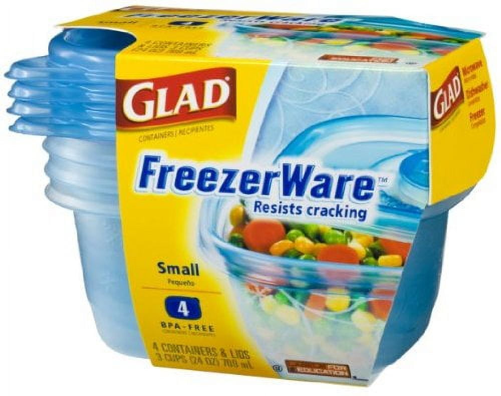 Glad Freezerware Small Food Storage Containers, 24 Ounces, 4 Count ...