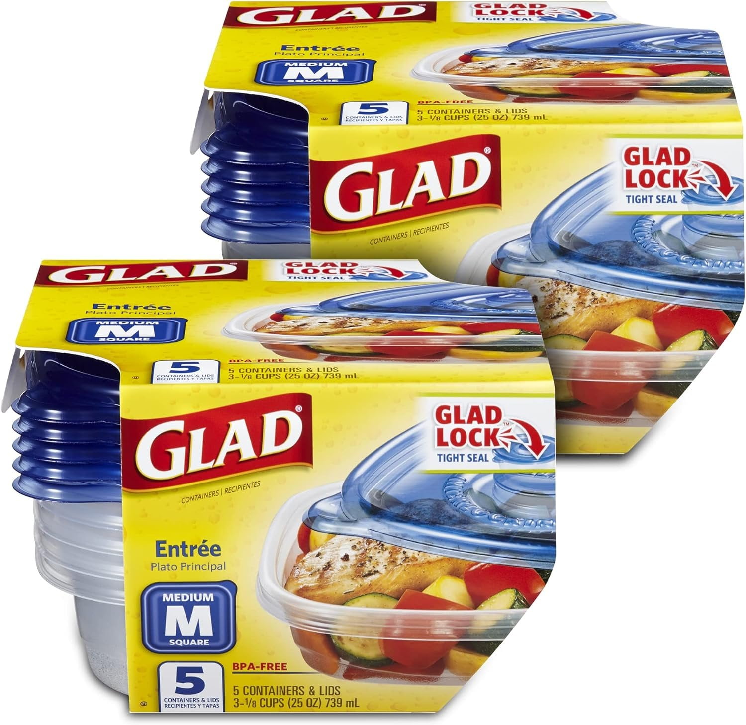 Glad GladWare Entre Food Storage Containers Lock Tight Seal BPA Free ...