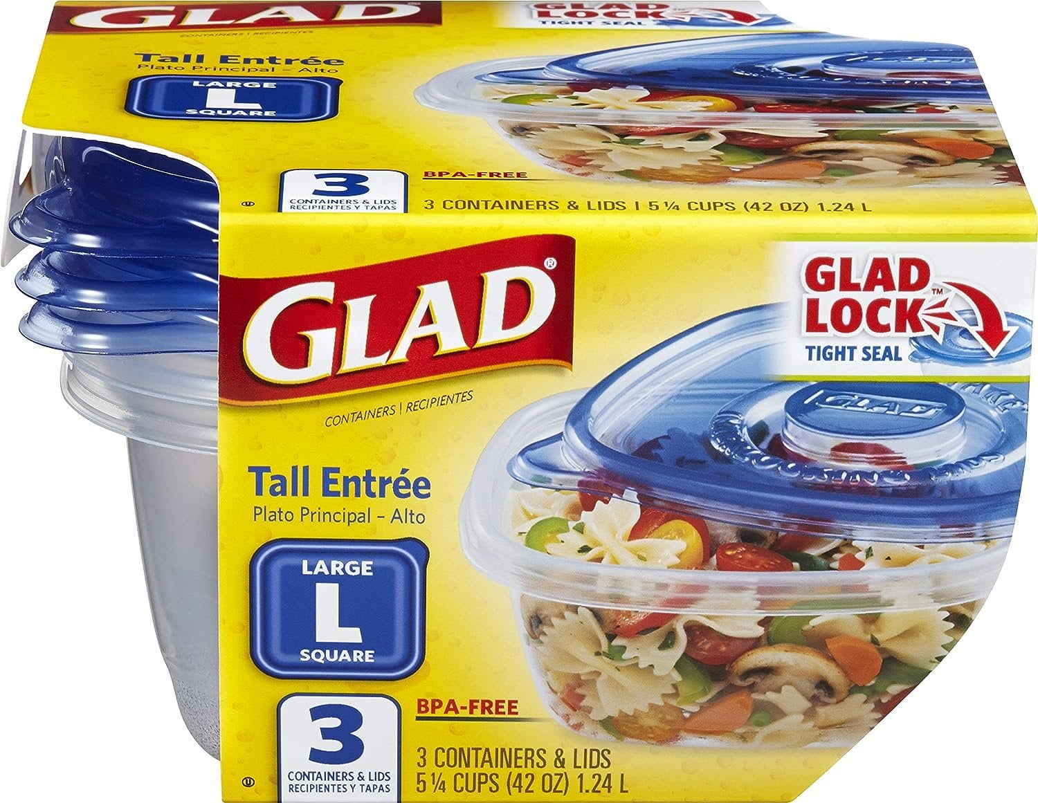 Glad GladWare Tall Entre Food Storage Containers Large Square ...
