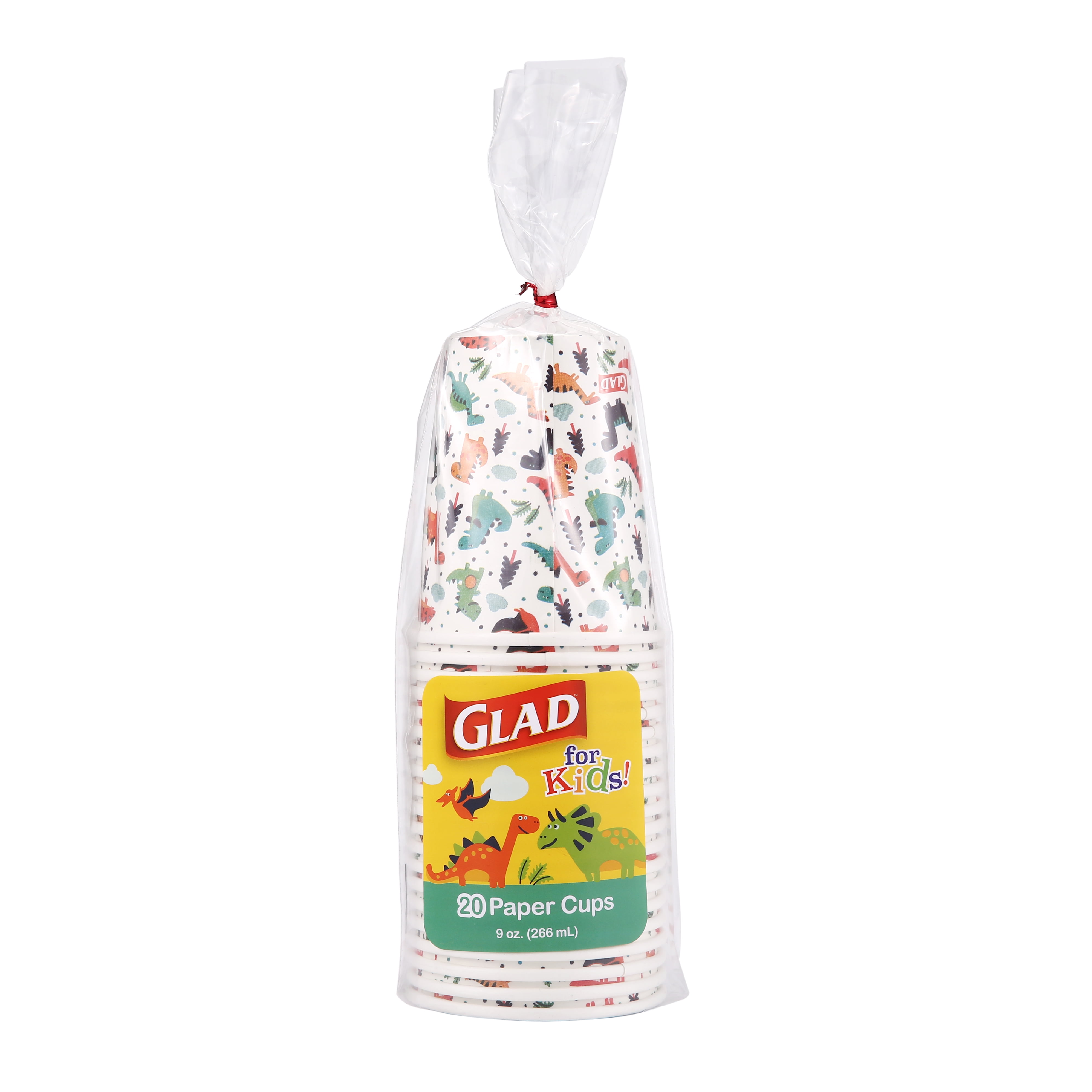 Glad For Kids Dinosaurs Disposable Paper Cups, 9oz, 3 Pack (60 Cups ...