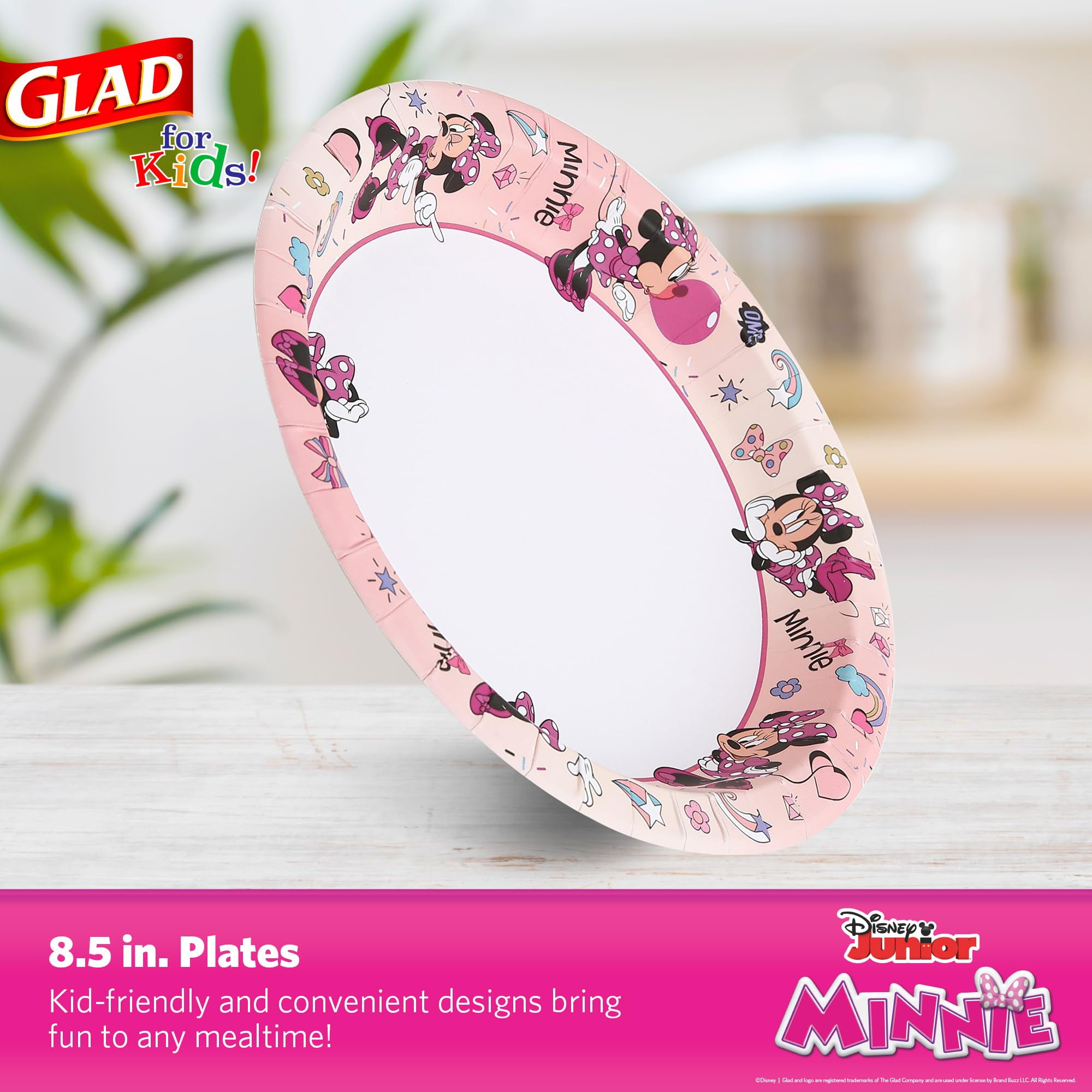 Glad for Kids AJH3 Disney Minnie Mouse Disposable Paper Plates, Pink ...
