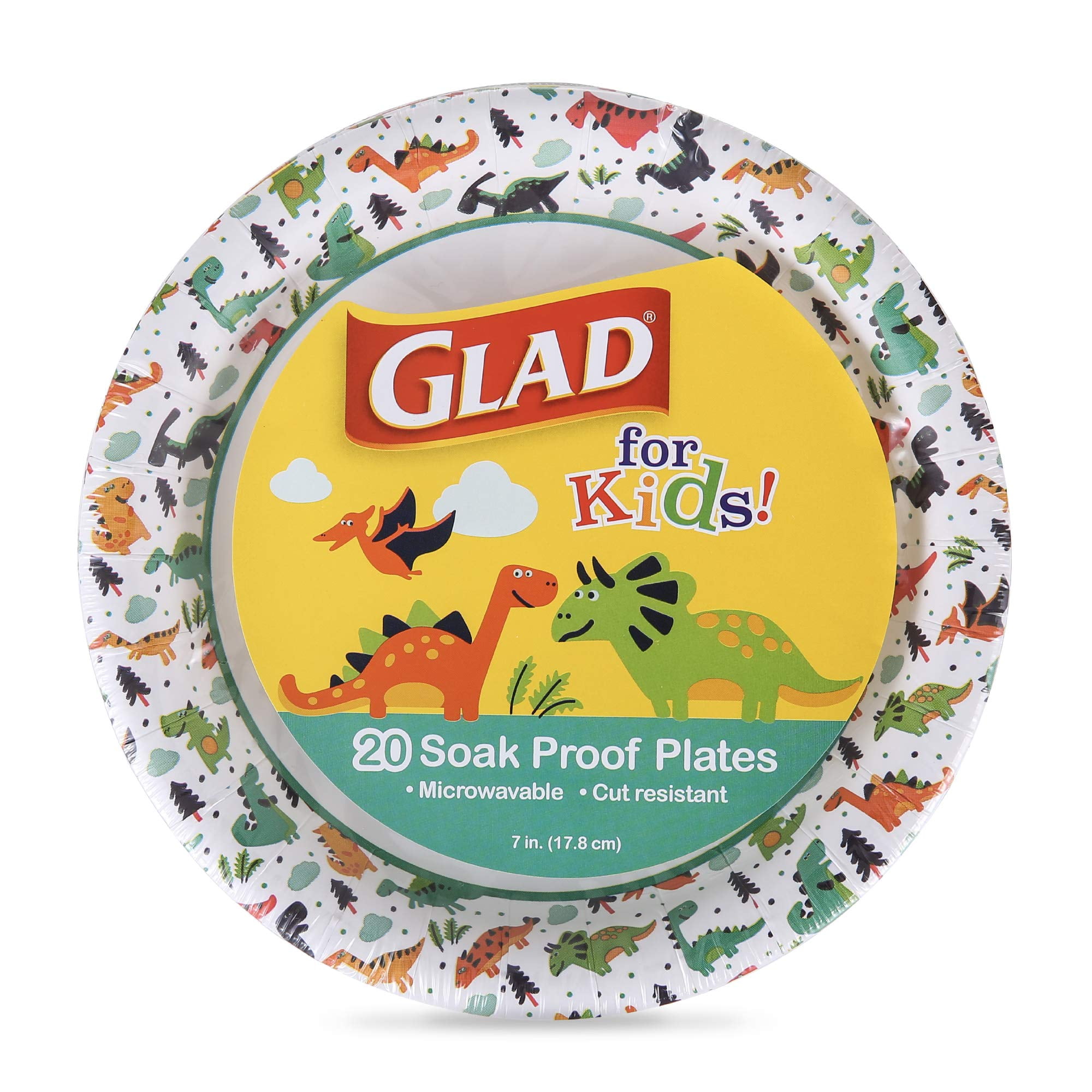 Glad for Kids Dinosaur Design Disposable BSL1 Paper Plates, 7-Inch ...