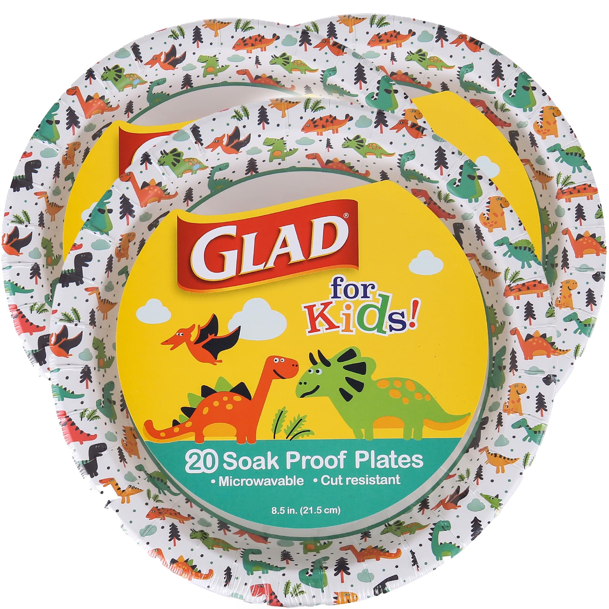 Glad for Kids Dinosaur Paper Plates AFN1- Soak Proof, Microwavable ...
