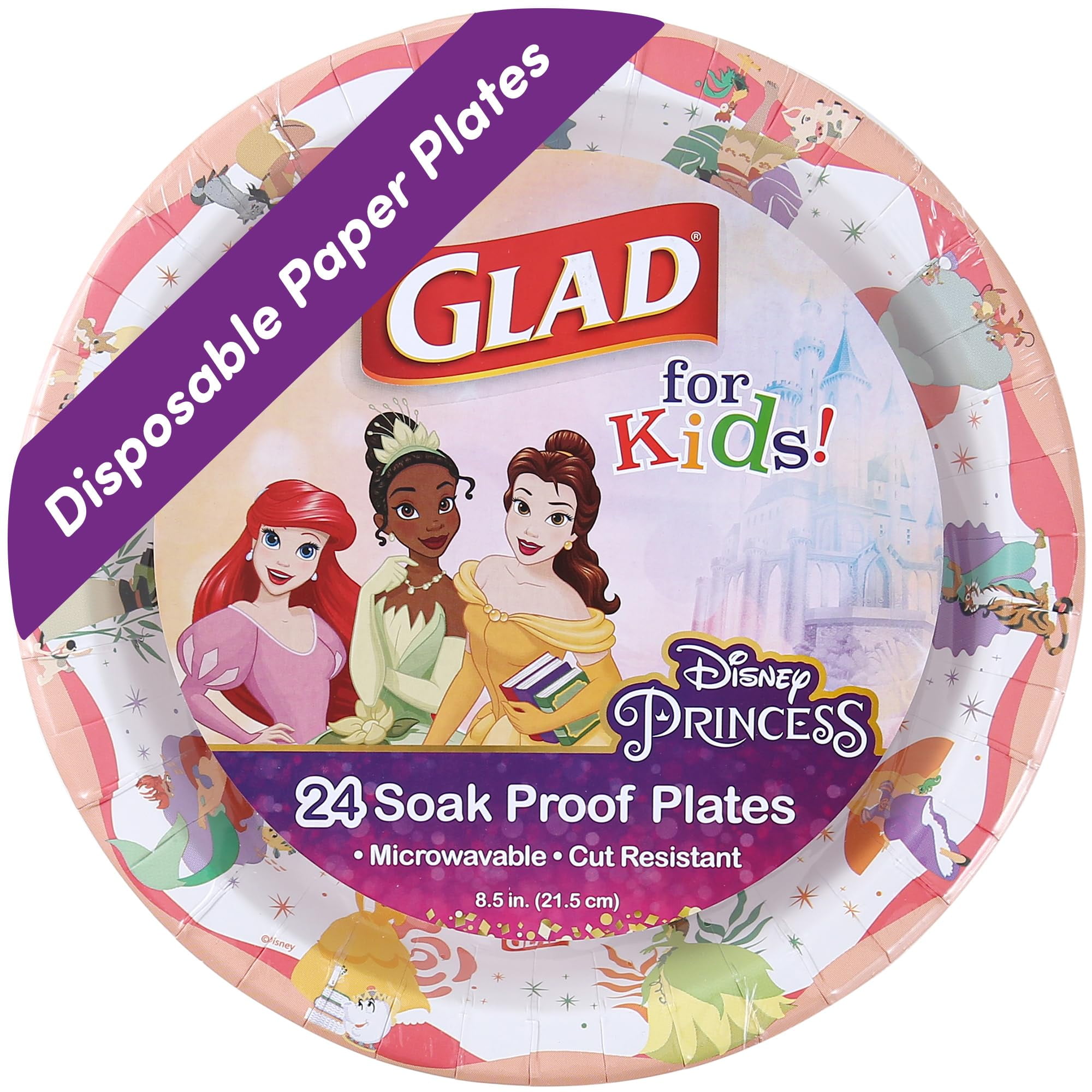 Glad for Kids Disney Princess Disposable BSL1 Paper Plates - Soak Proof ...
