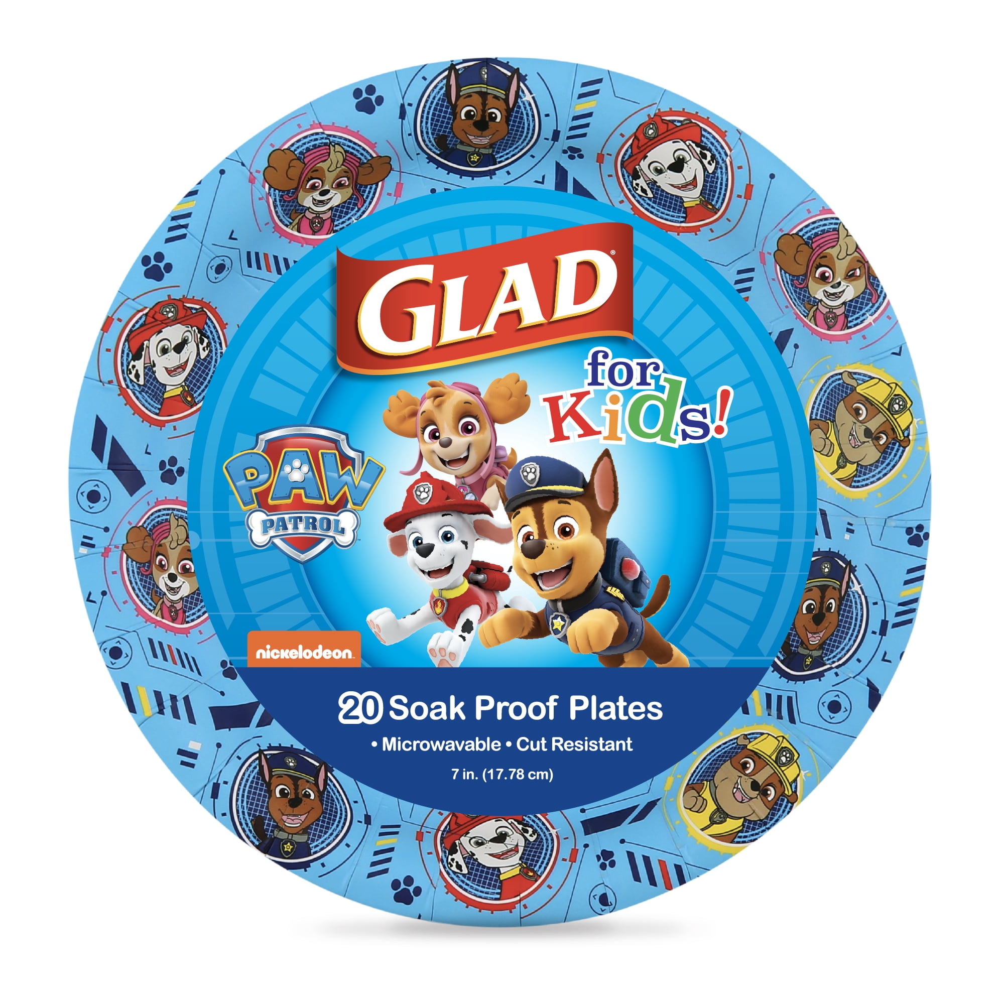 Glad For Kids Paw Patrol 7" Round Paper Plate 20ct - Walmart Business ...