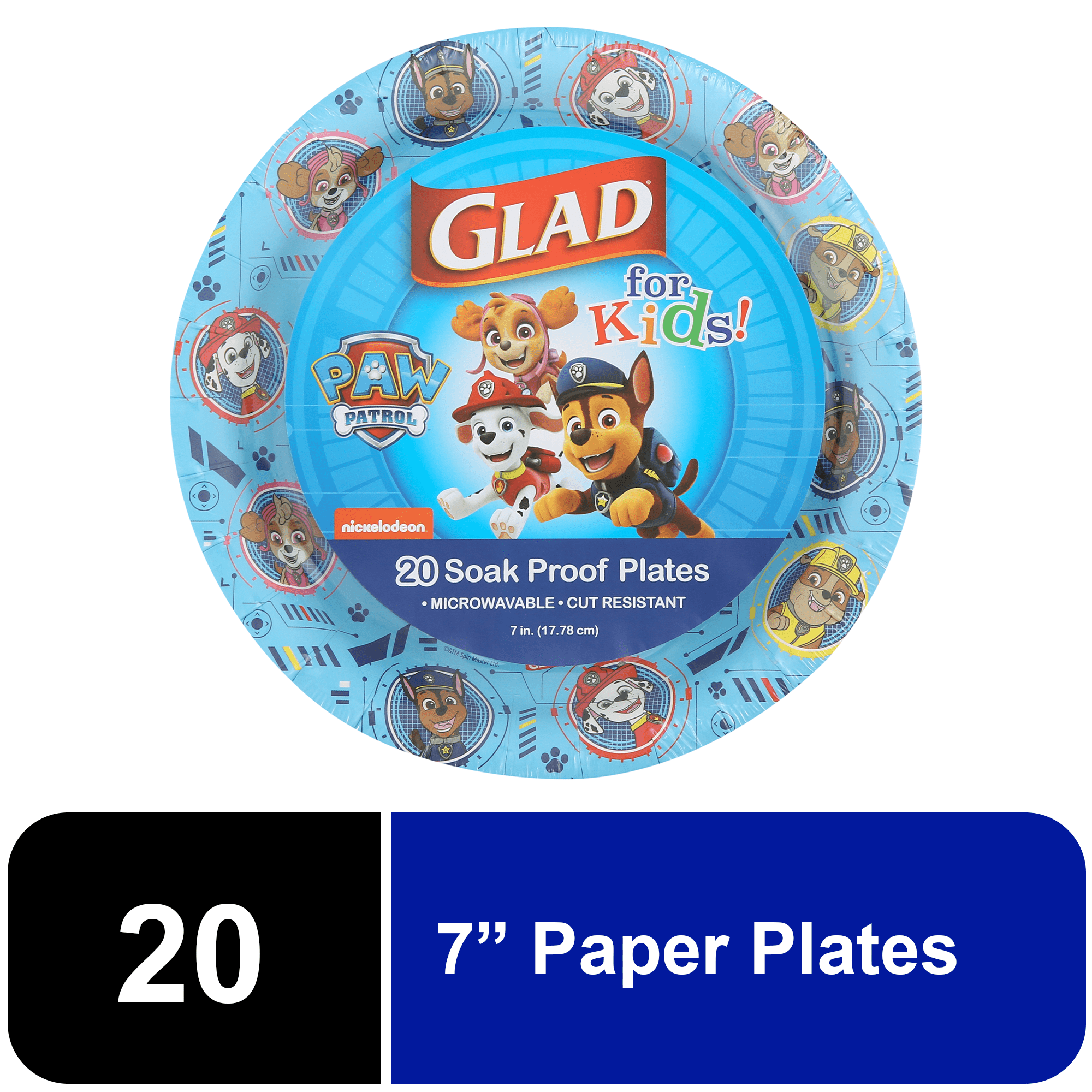 Glad For Kids Paw Patrol 7" Round Paper Plate 20ct - Walmart.com