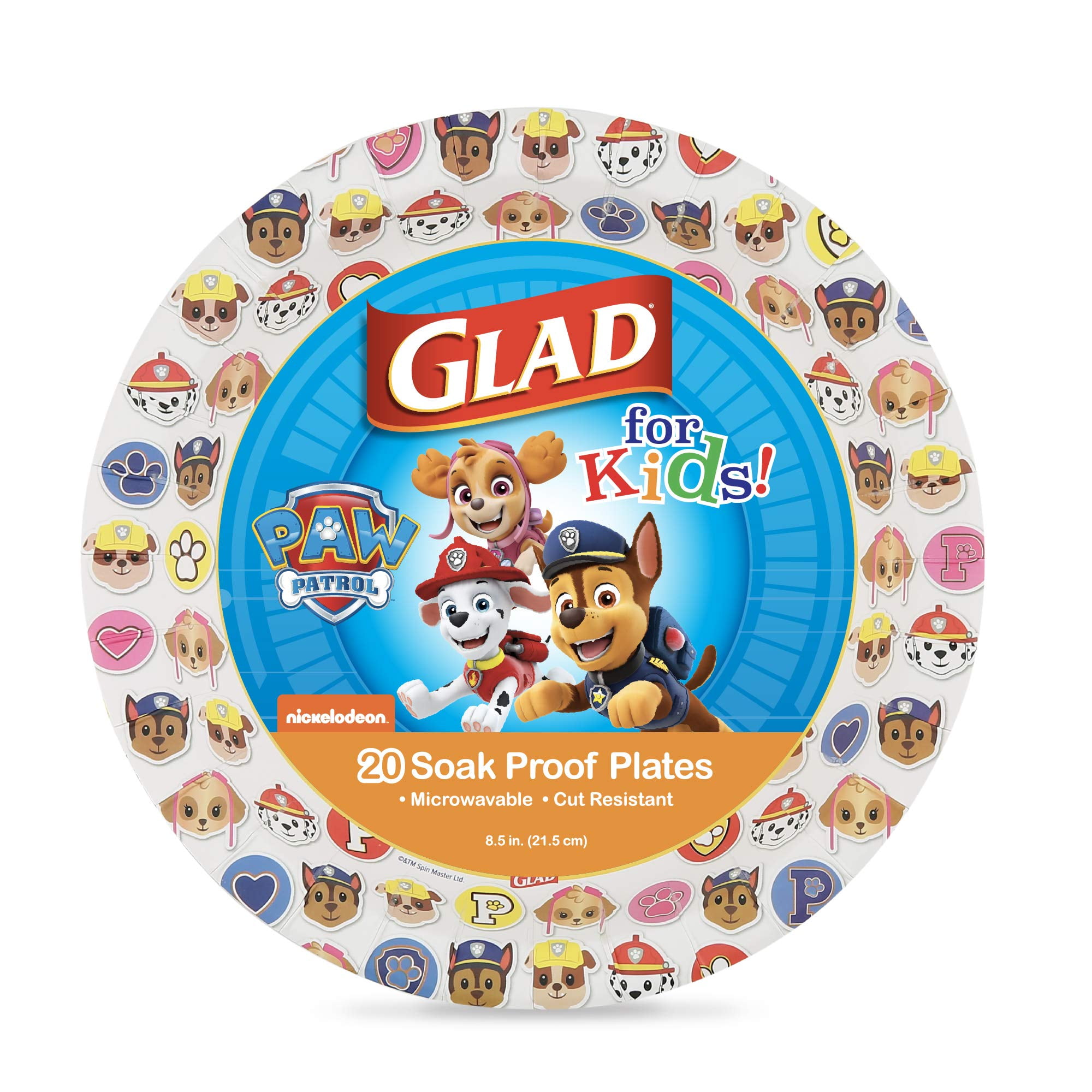 Glad for Kids Paw DEF29 Patrol Emoji Paper Plates, 20 Count, 8.5 Inches ...