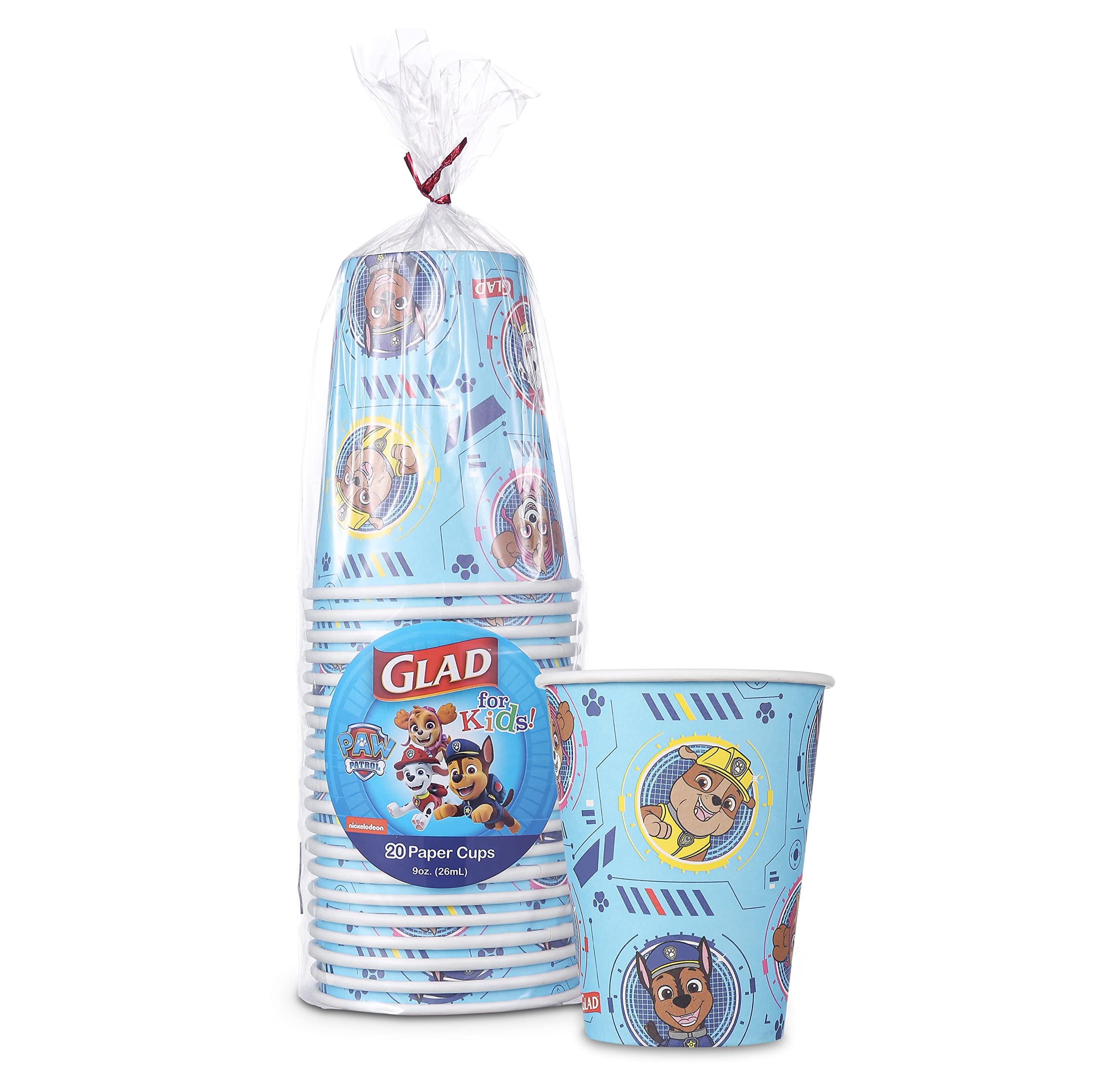 Glad for Kids Paw OKA4 Patrol Disposable Paper Cups, Core Pups Blue ...