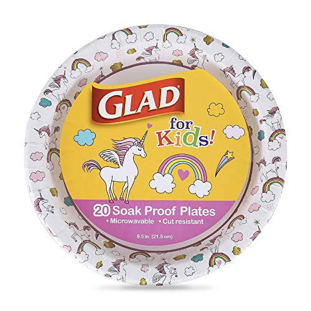 Glad for Kids Unicorn Paper Plates - Heavy Duty Disposable Party Plates ...