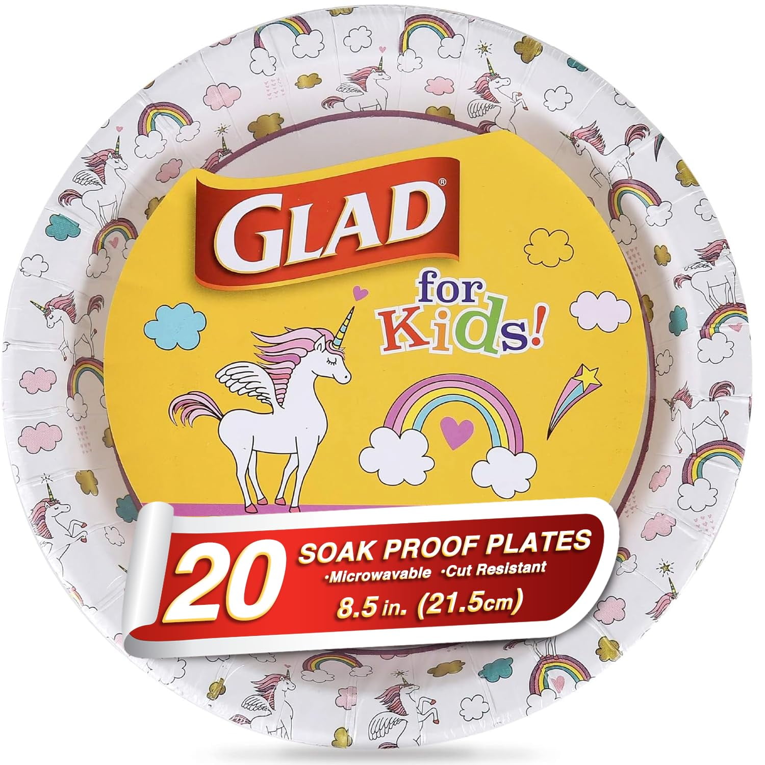Glad for Kids Unicorn TSF6 Paper Plates - Heavy Duty Disposable Party ...
