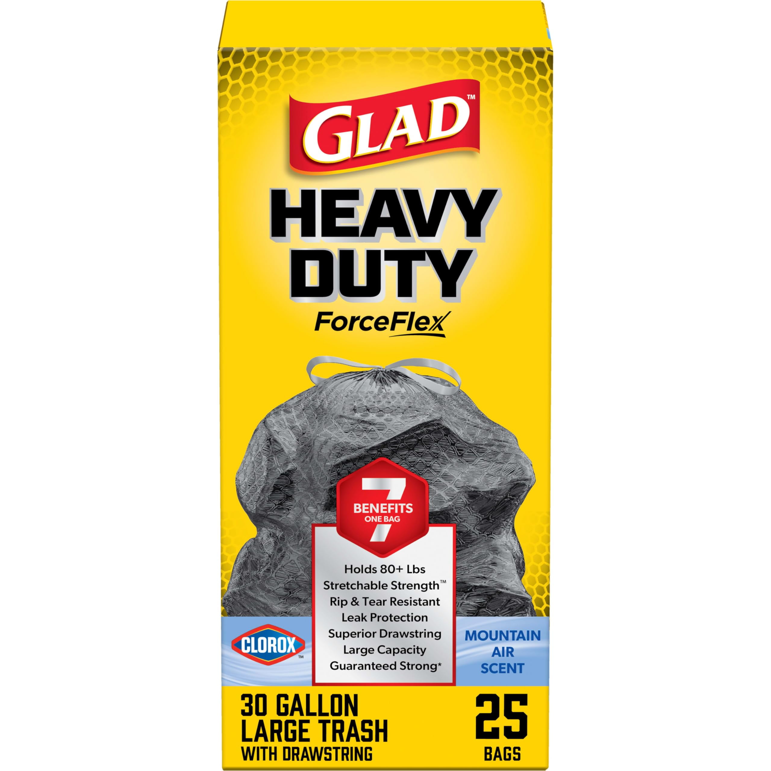 Glad Large 30 Gallon OKA4 Trash Bags, Clorox Mountain Air Heavy Duty ...