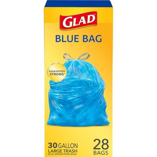 Glad Large Drawstring Bags, Blue, 30 Gallon, 28 Count (Package May Vary ...
