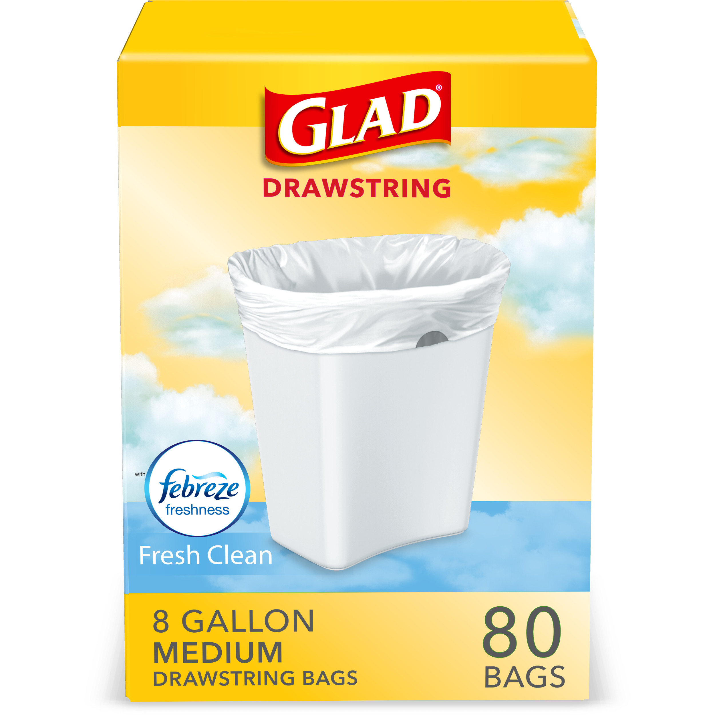 Great Value 8-Gallon Drawstring Medium Trash Bags, Fresh Scent, 40 Bags ...