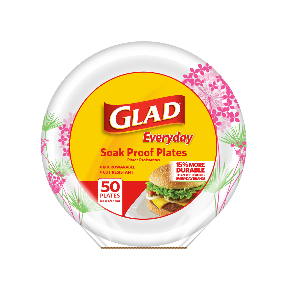 Glad Paper Plates, 8.5", Pink Hydrangea, 50 Ct - Walmart.com