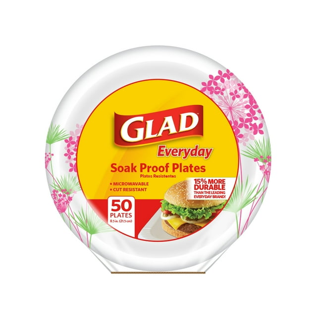 Glad Paper Plates, 8.5", Pink Hydrangea, 50 Ct - Walmart.com