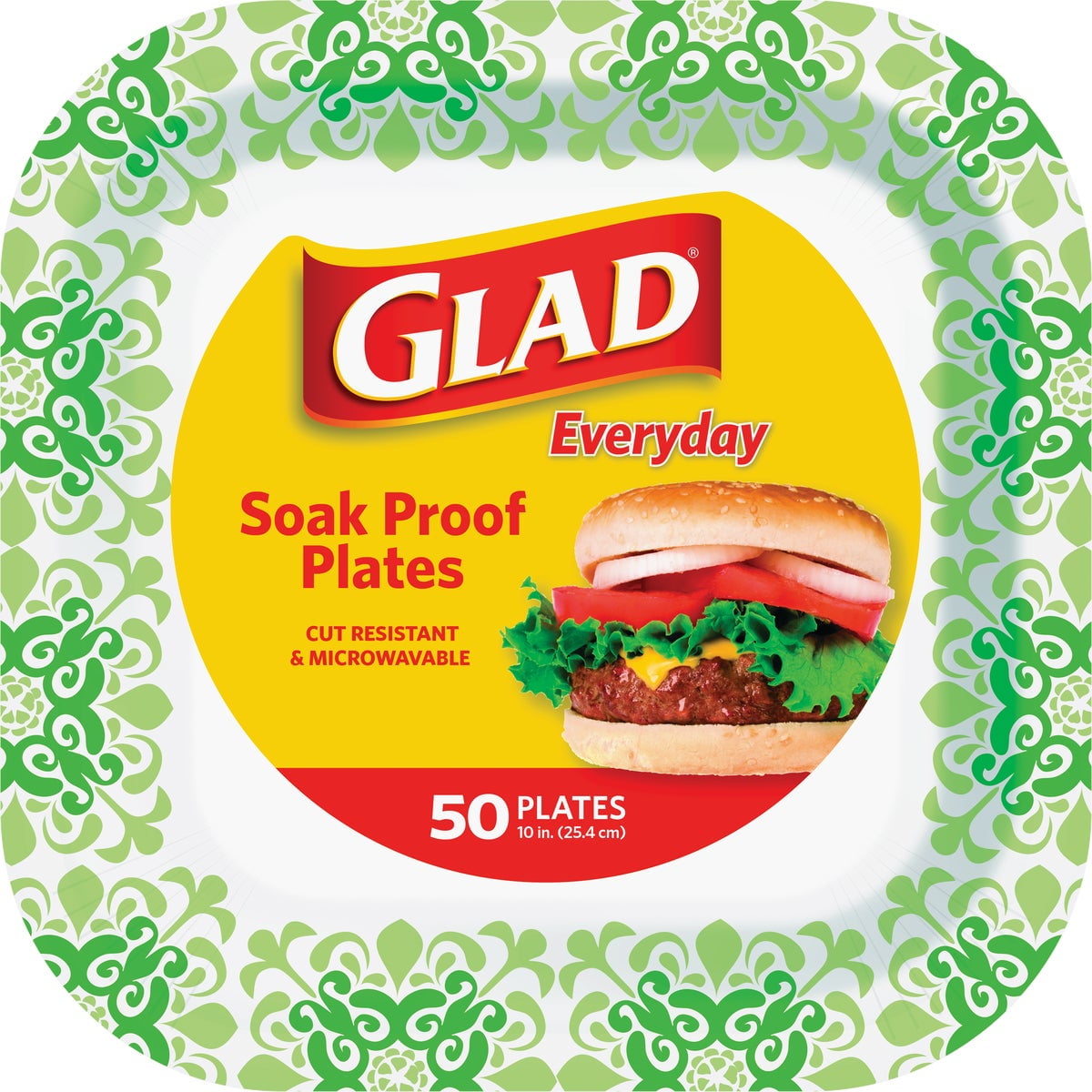 Glad Everyday 10 In. Green Square Paper Plates (50-Count) BBP0102 ...