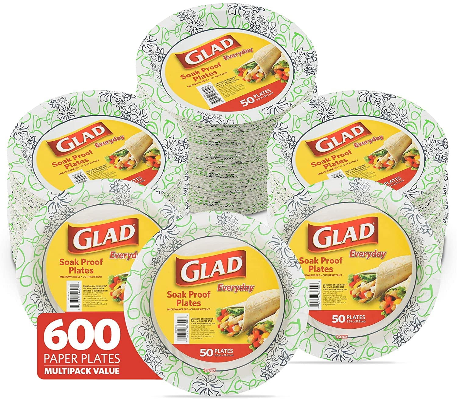 Glad Paper Plates with Whimsical Floral AFN1Design - Disposable Plate ...