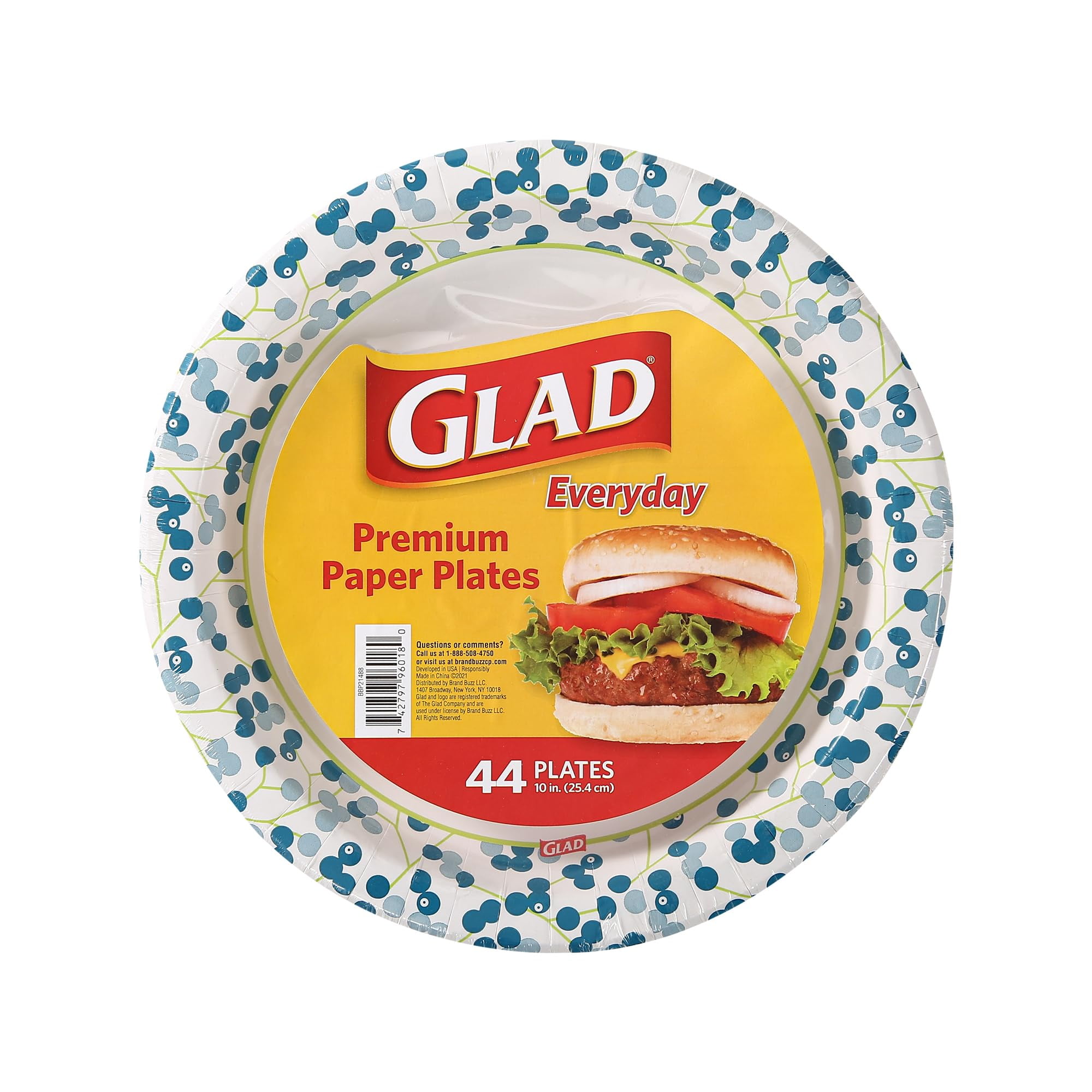 Glad Premium 10 Inch TSF6 Round Paper Plates - 44 ct White with Blue ...