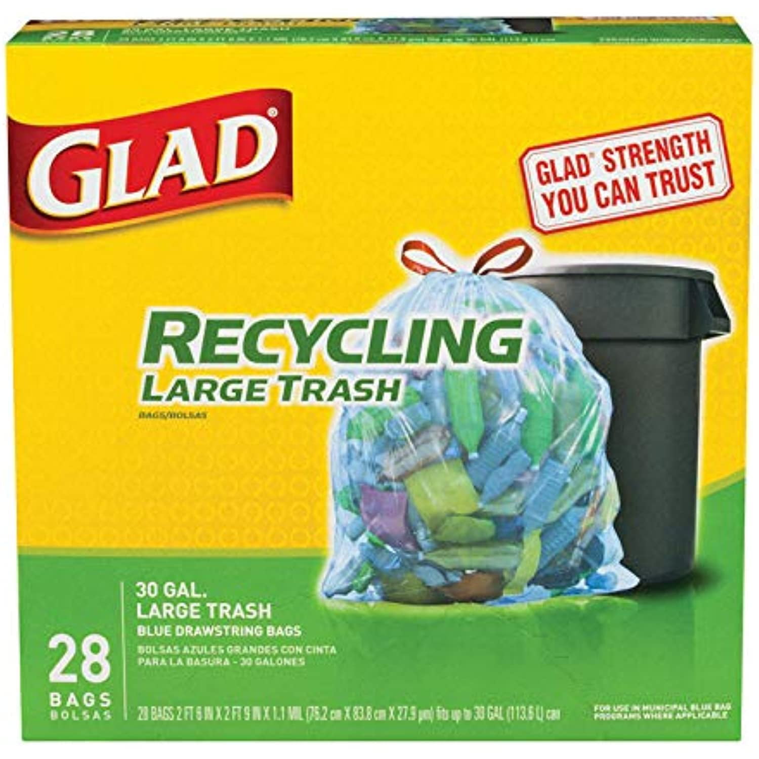 Glad Recycling 30 Gal. Trash Bags Drawstring 28 Pk - Walmart.com
