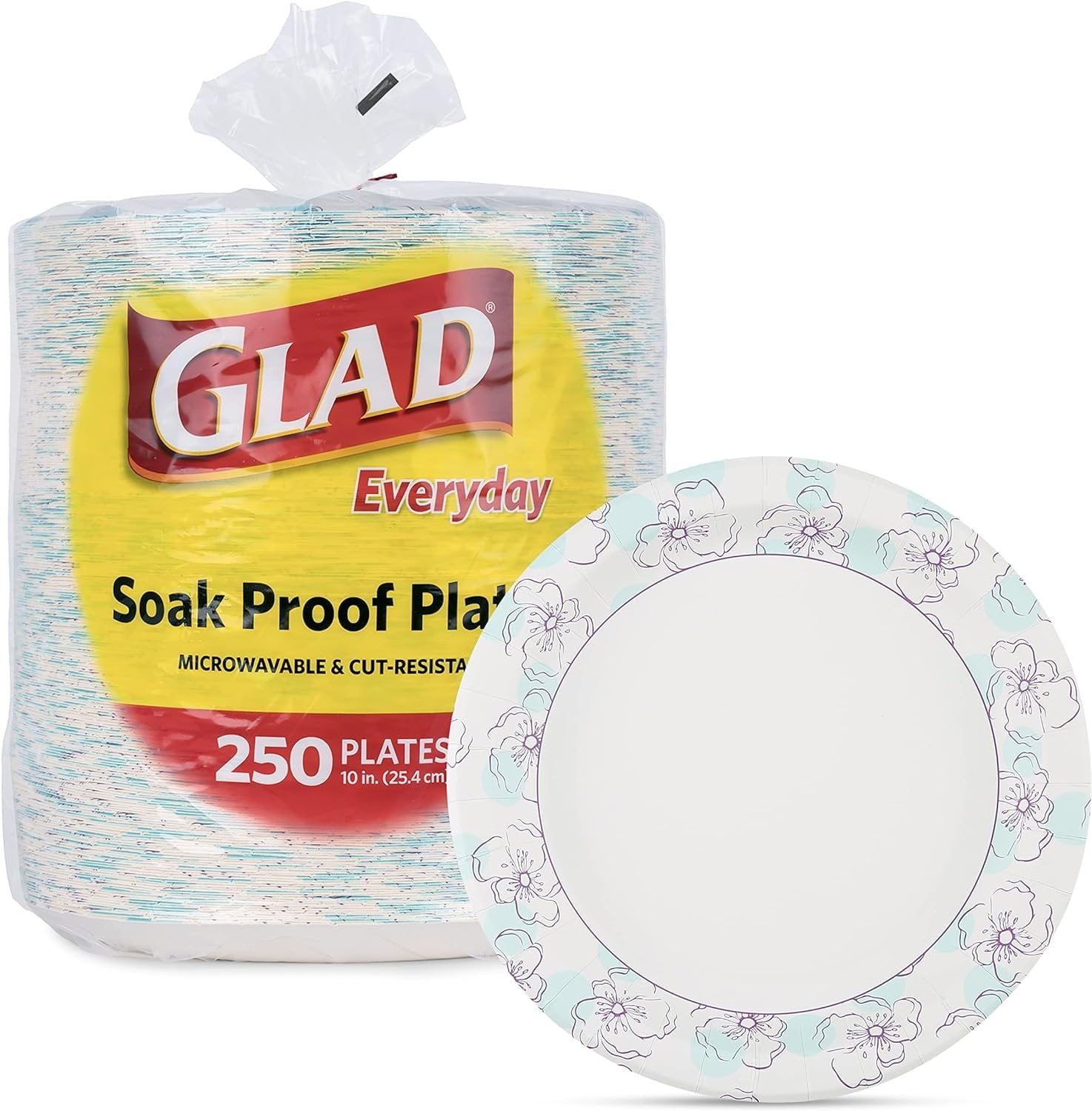 Glad Round Disposable Paper Plates for All Occasions Soak Proof, Cut ...