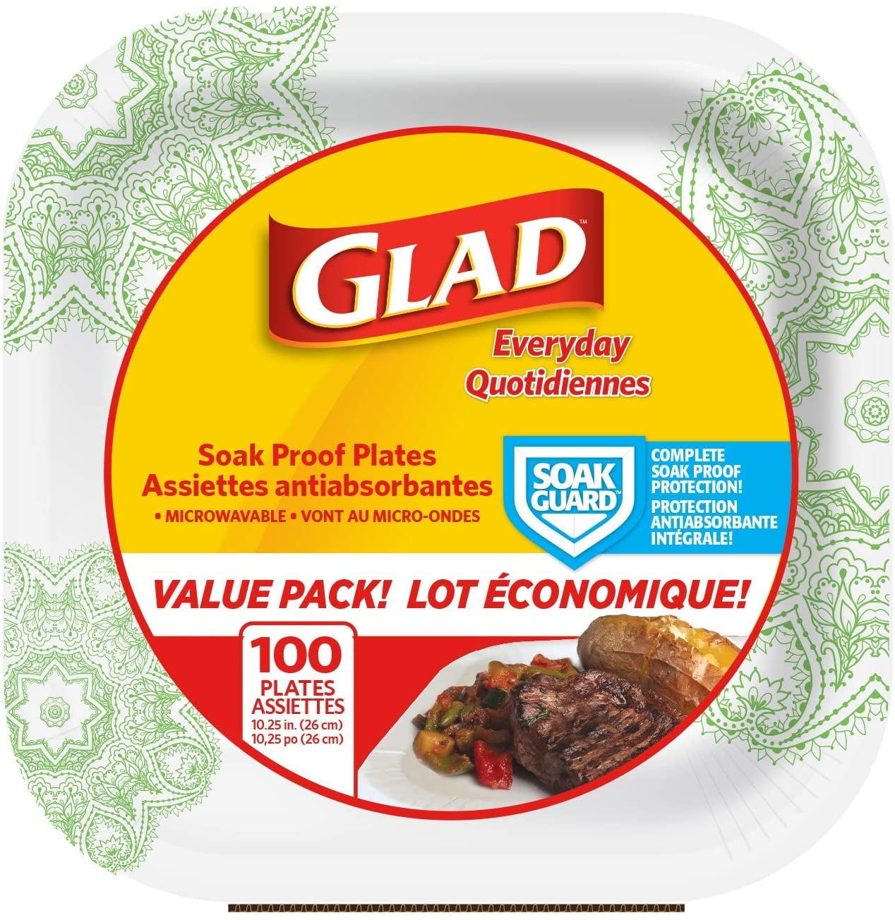 Glad Square Disposable Paper Plates for All Occasions | Soak Proof, Cut ...