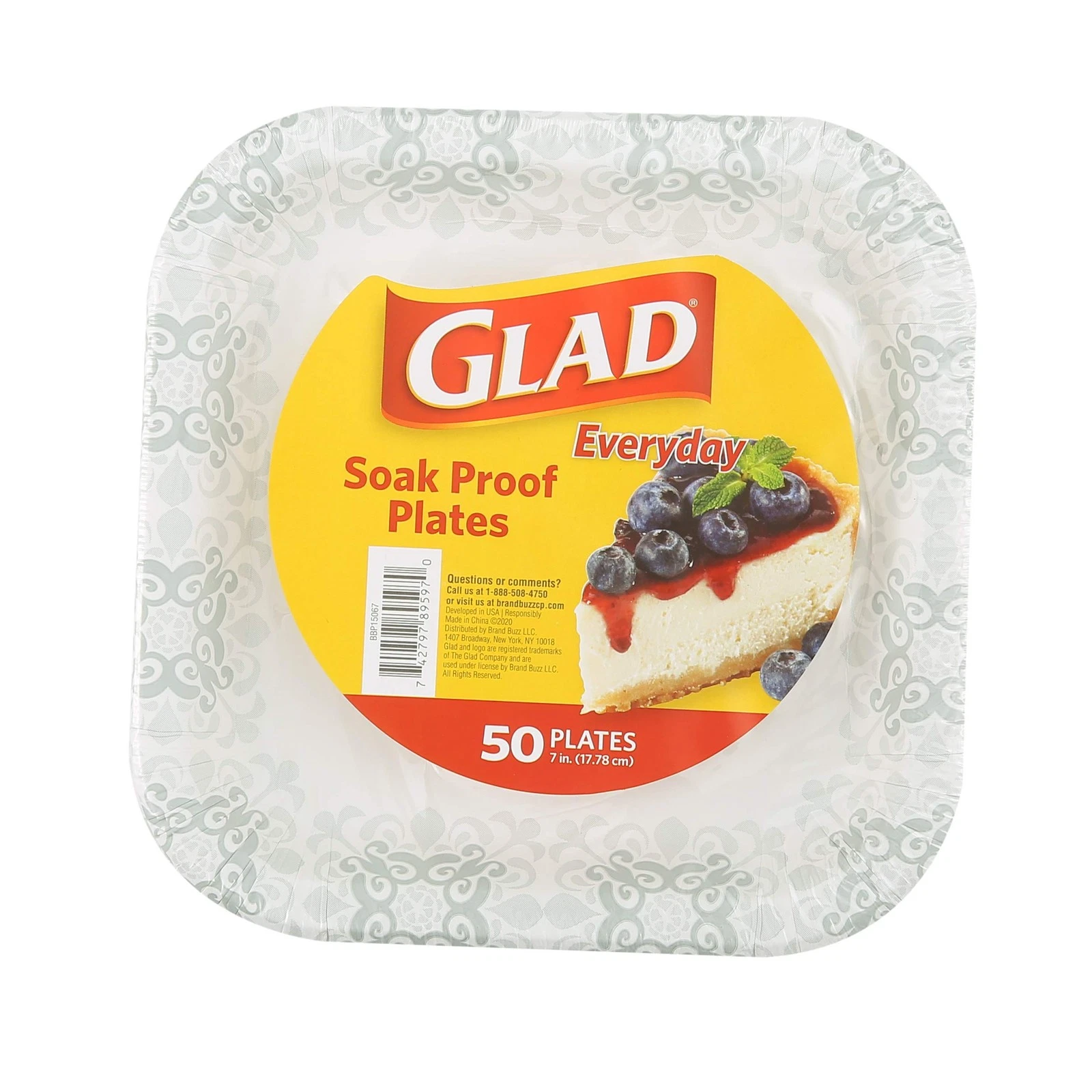 Glad Square Disposable Paper Plates With Gray Victorian Print|Soak ...