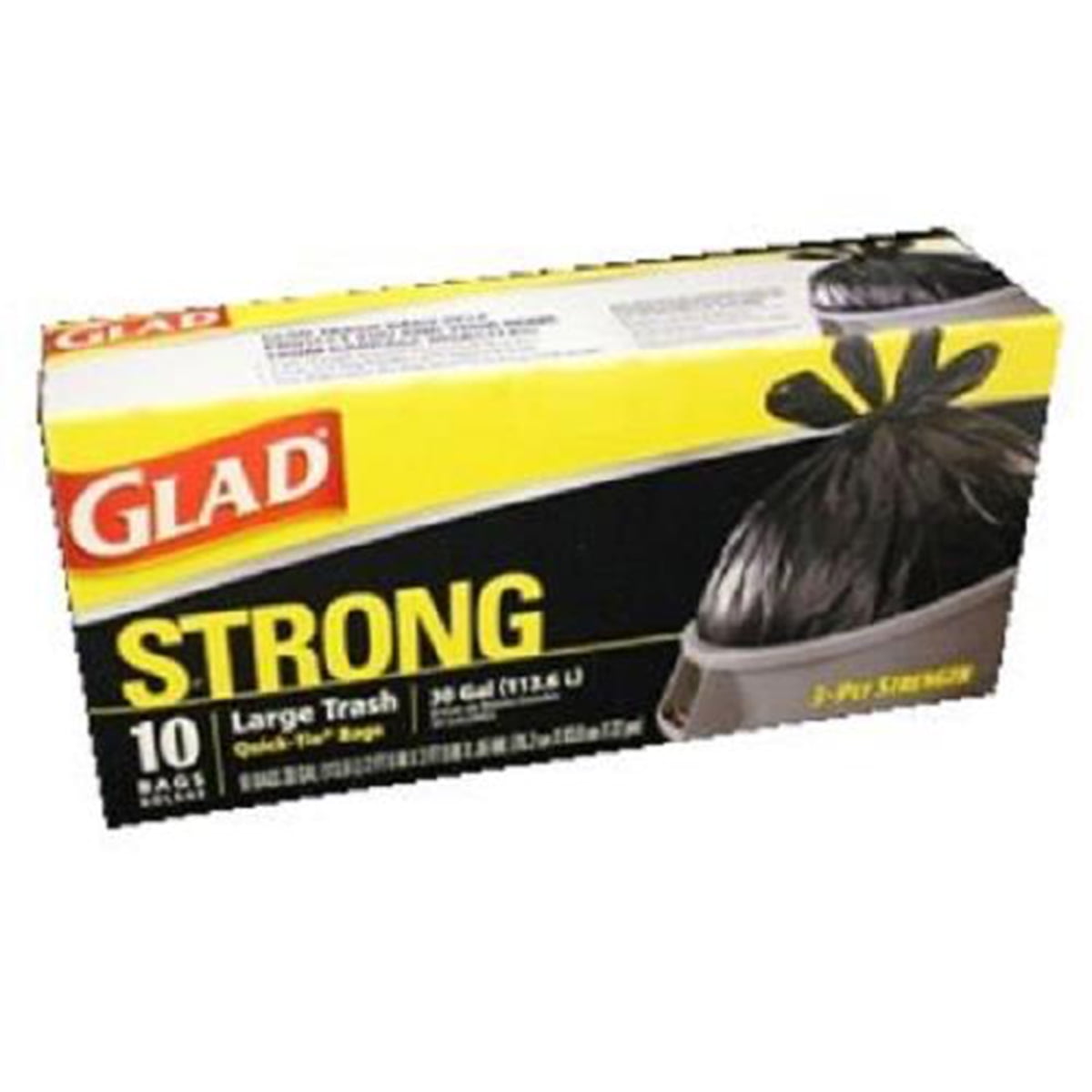 Glad, Strong Large Trash Quick Tie Bags, Count 1 (30Gal) - Garbage Bags ...