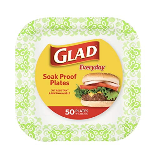 Glad Tabletop Square Disposable Paper Plates for All Occasions | Soak ...