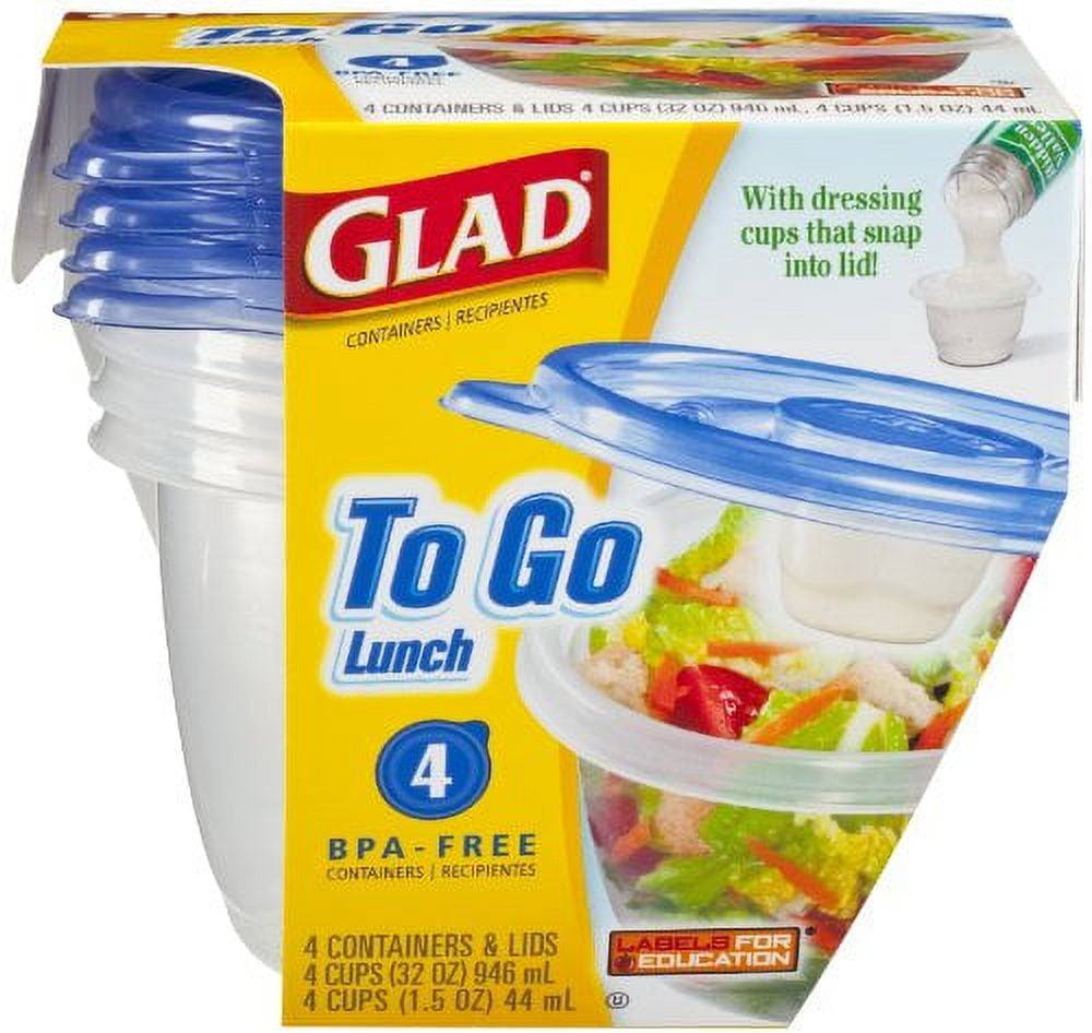 Glad To Go Large Reusable Plastic Lunch Size Container - Snap-In ...