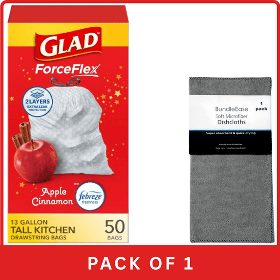 Glad Trash Bags Apple Cinnamon 13gal 50ct With Microfiber Solid Color ...