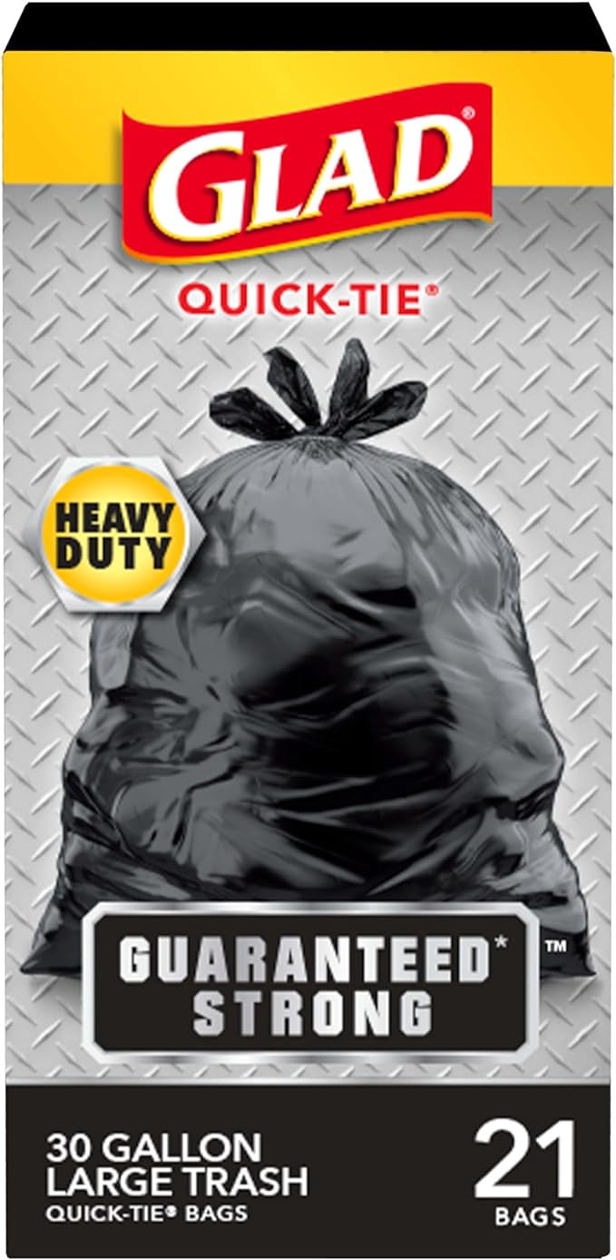 Glad Trash Bags, Strong Quick-Tie Large Garbage Bags - 30 Gallon - 21 ...