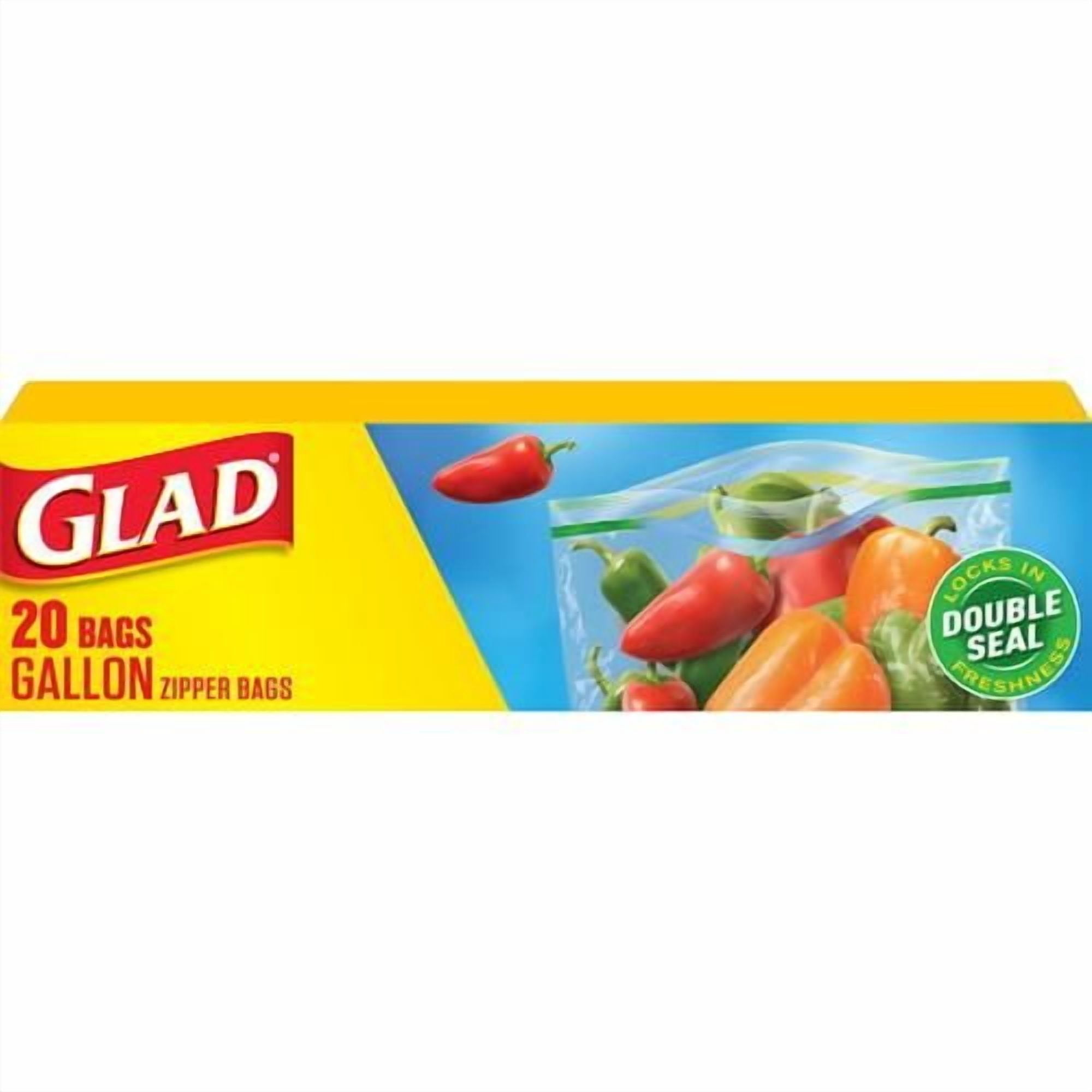 Glad Zipper Food Storage Plastic Bags, Gallon, 20 Count - Pack of 2 ...