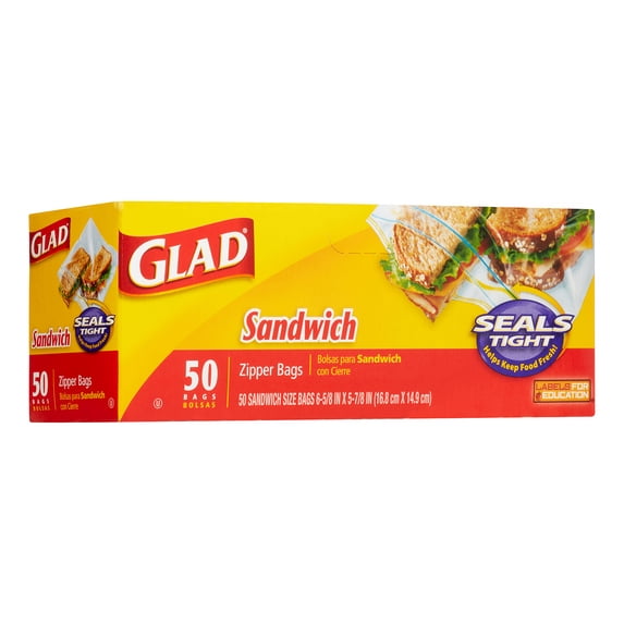 Glad Food Storage Plastic Zipper Sandwich Bags, 50 Ct - Walmart.com