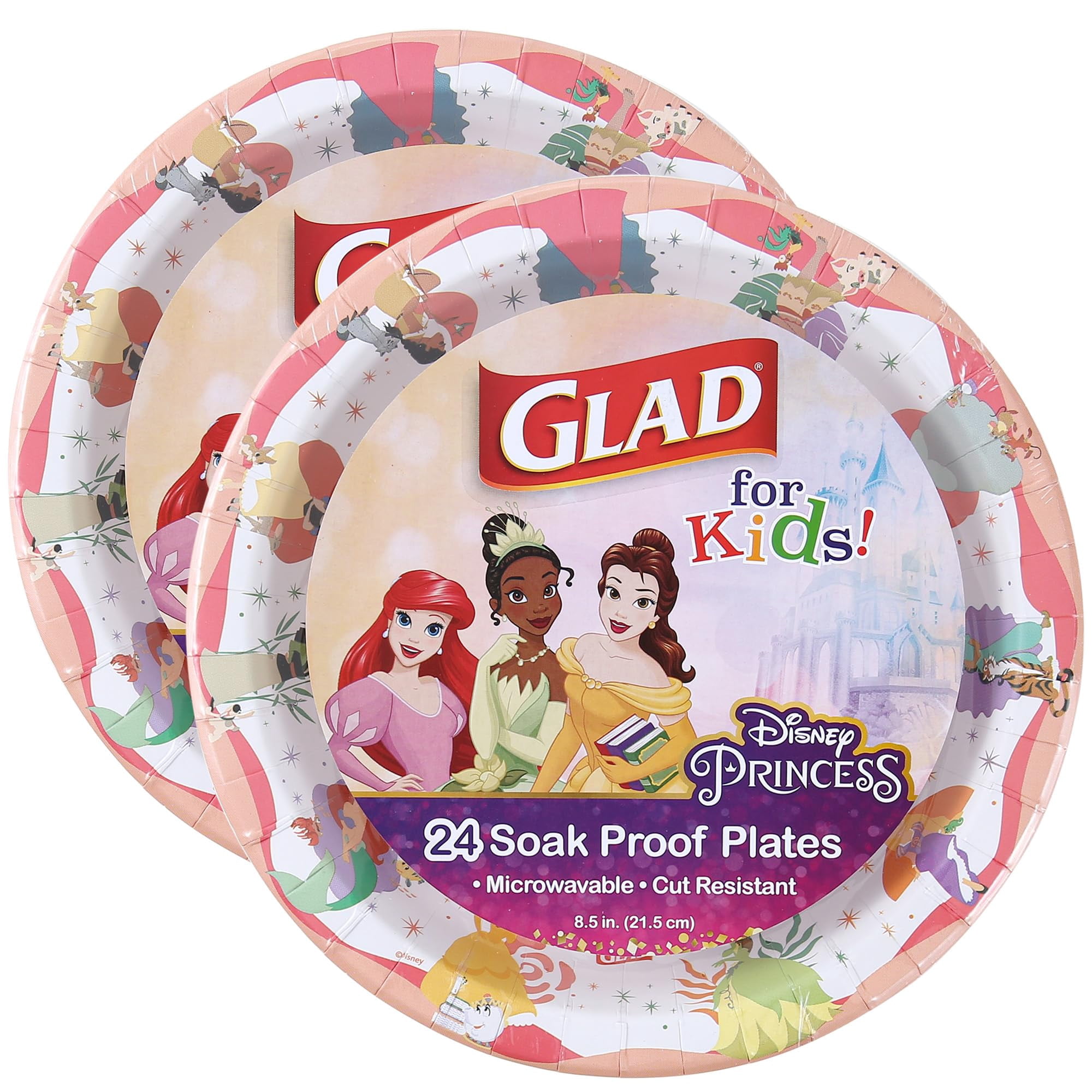 Glad for Kids Princess KEF16 'Magic is in All of Us' Snack Plates, 8.5 ...