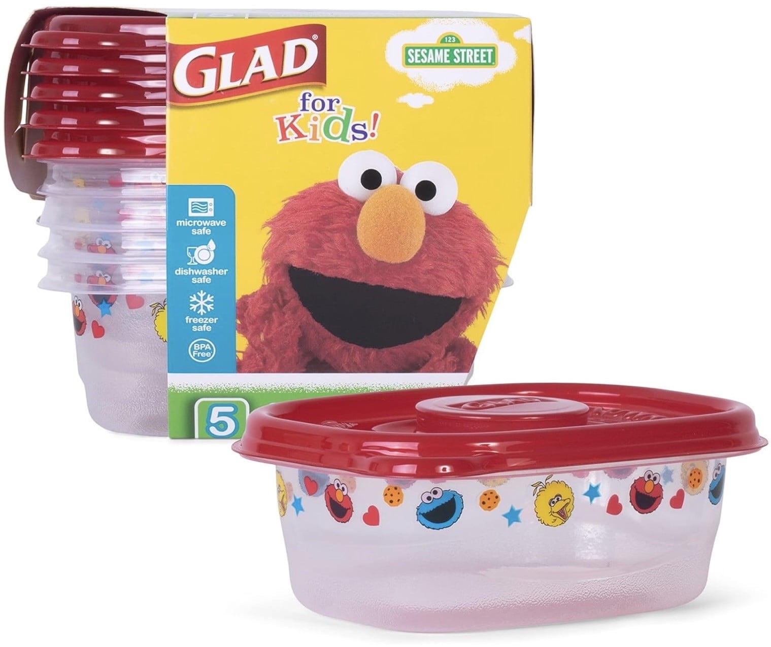 Glad for Kids Sesame Street GladWare Small Lunch Square Food Storage ...