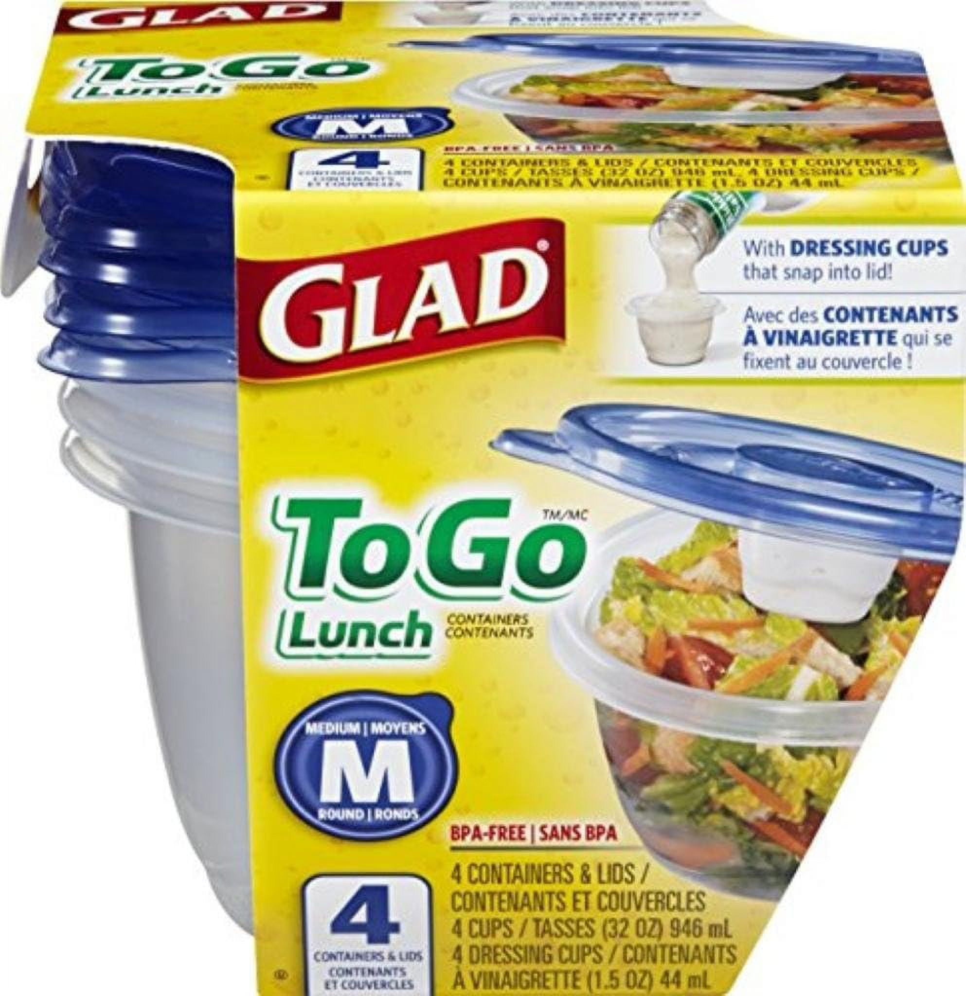 Glad To Go Lunch Food Storage Containers - 32 Oz - 4 Ct, Pack Of 6 ...