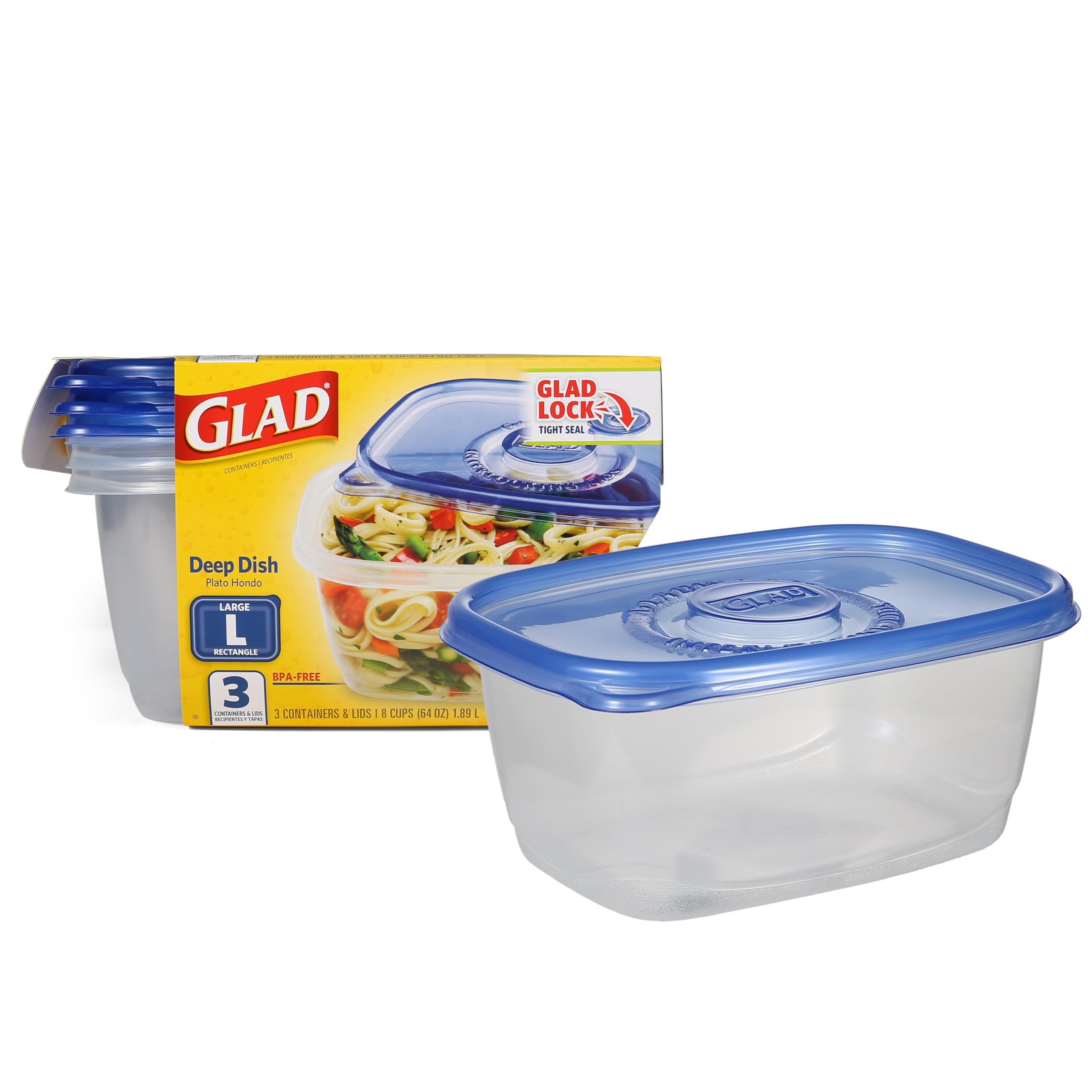 GladWare Deep Dish Food Storage Containers Large Rectangle Food Storage ...