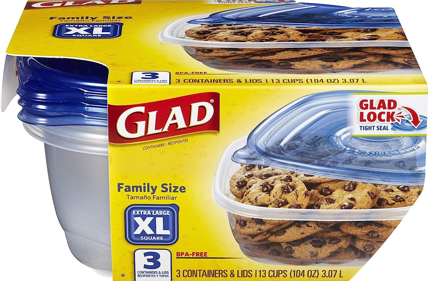 GladWare Family Size Food Storage Containers, XL Large Square Food ...