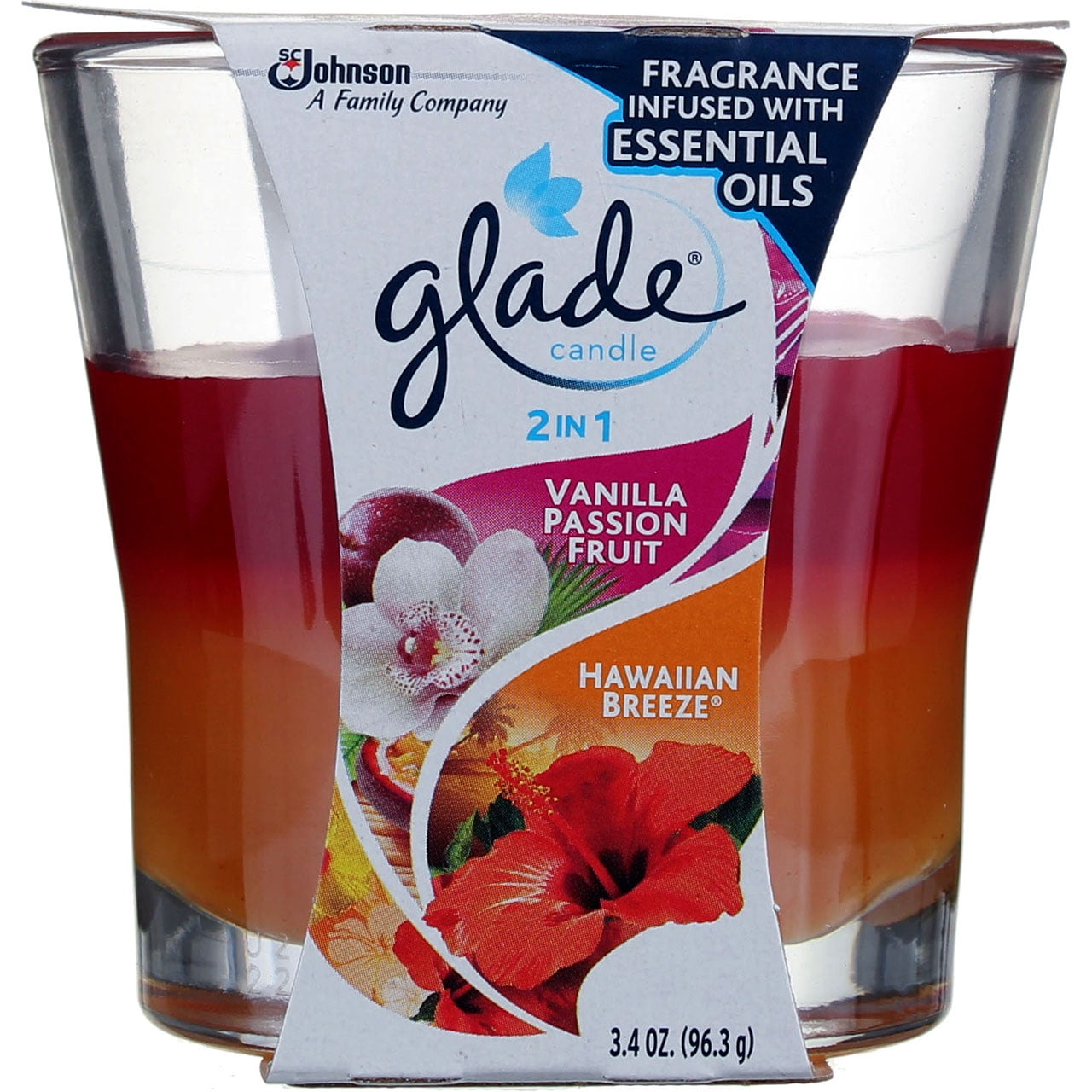 Glade 2 in 1 Candle - Vanilla Passion Fruit & Hawaiian Breeze 3.4 oz ...