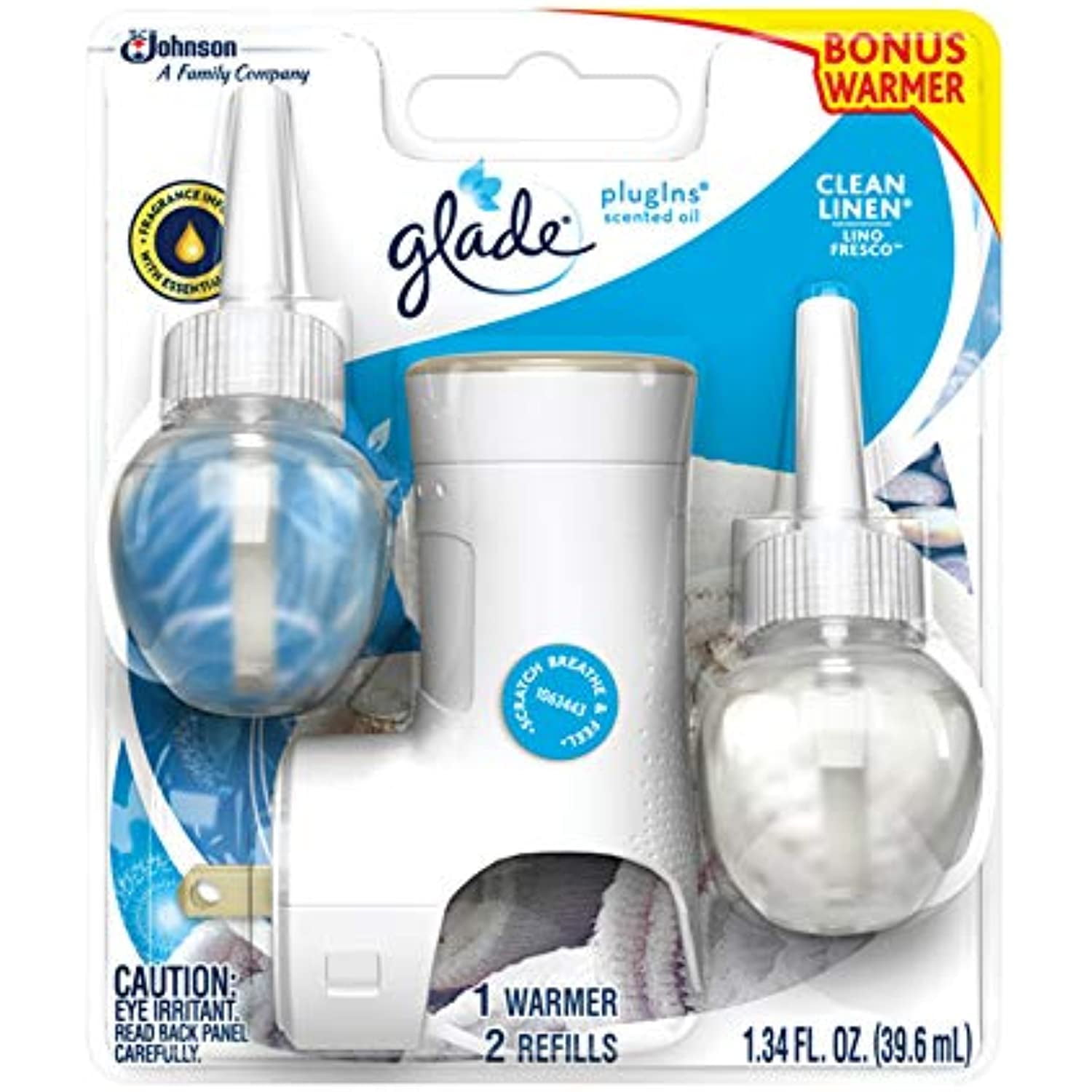 Glade 77566 Plug-Ins Air Freshener Starter Kit, Clean Linen, 1.34 Oz ...