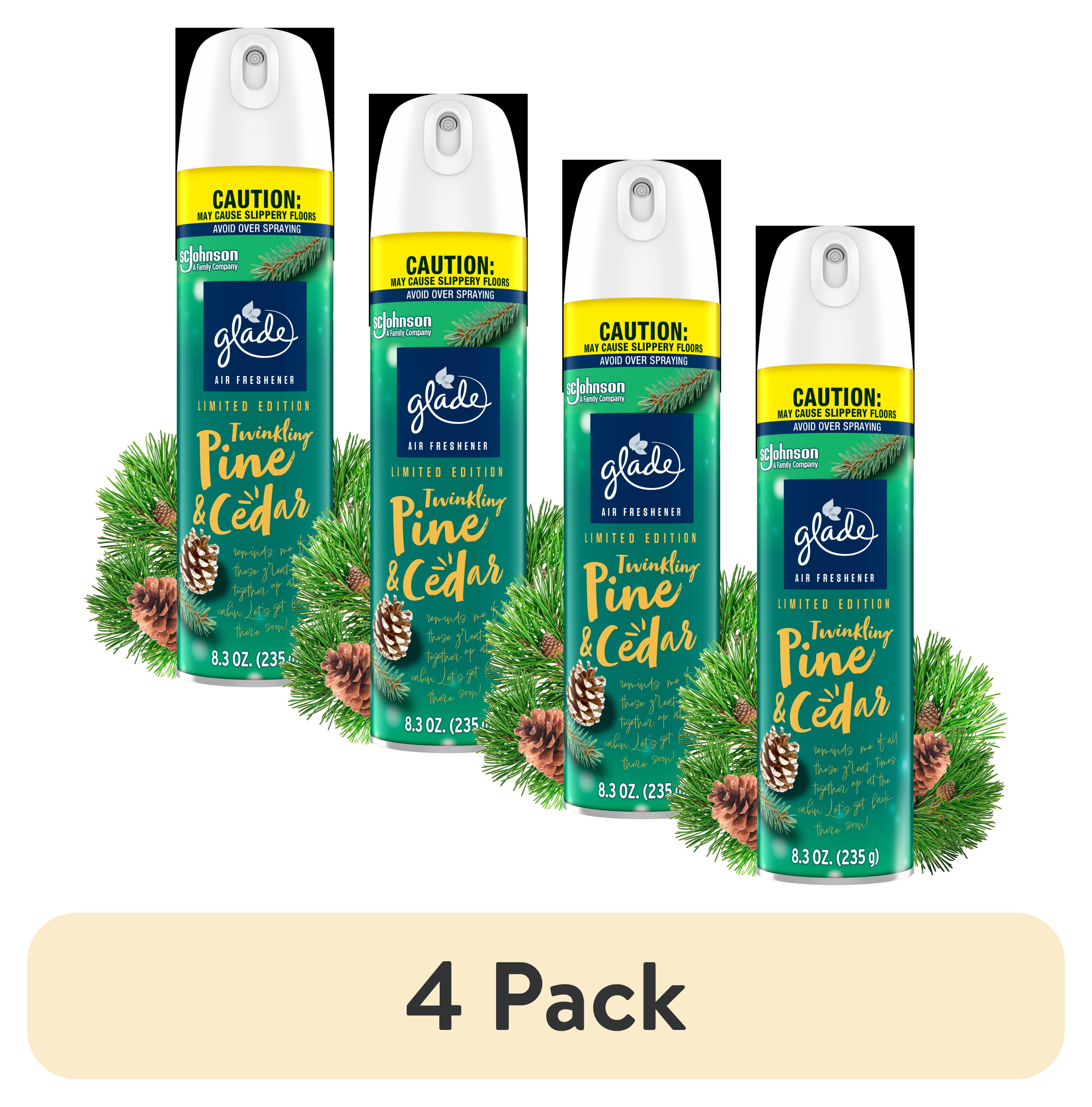 (4 pack) Glade Air Freshener Spray, Twinkling Pine & Cedar, Fragrance Infused with Essential ...