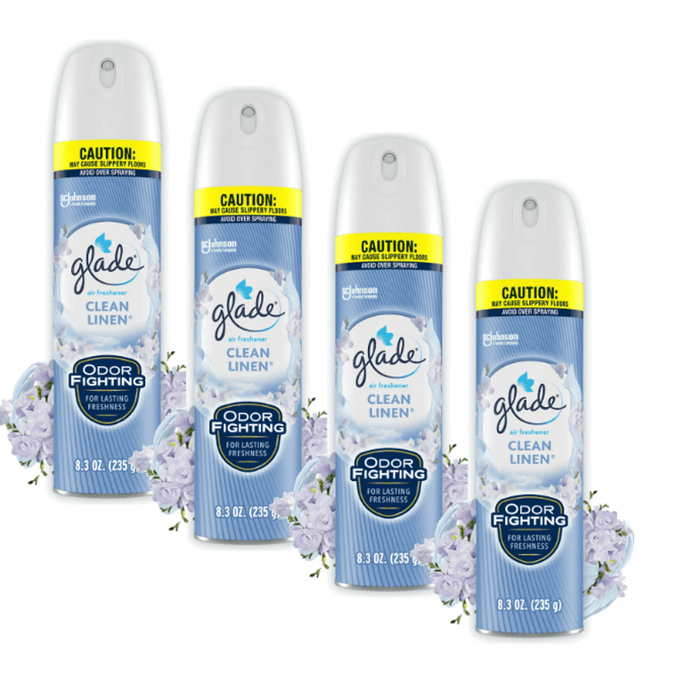 4 pack Glade Air Freshener Spray Stocking Stuffers Clean Linen Scent Fragrance Infused with Essential Oils 8.3 oz Walmart