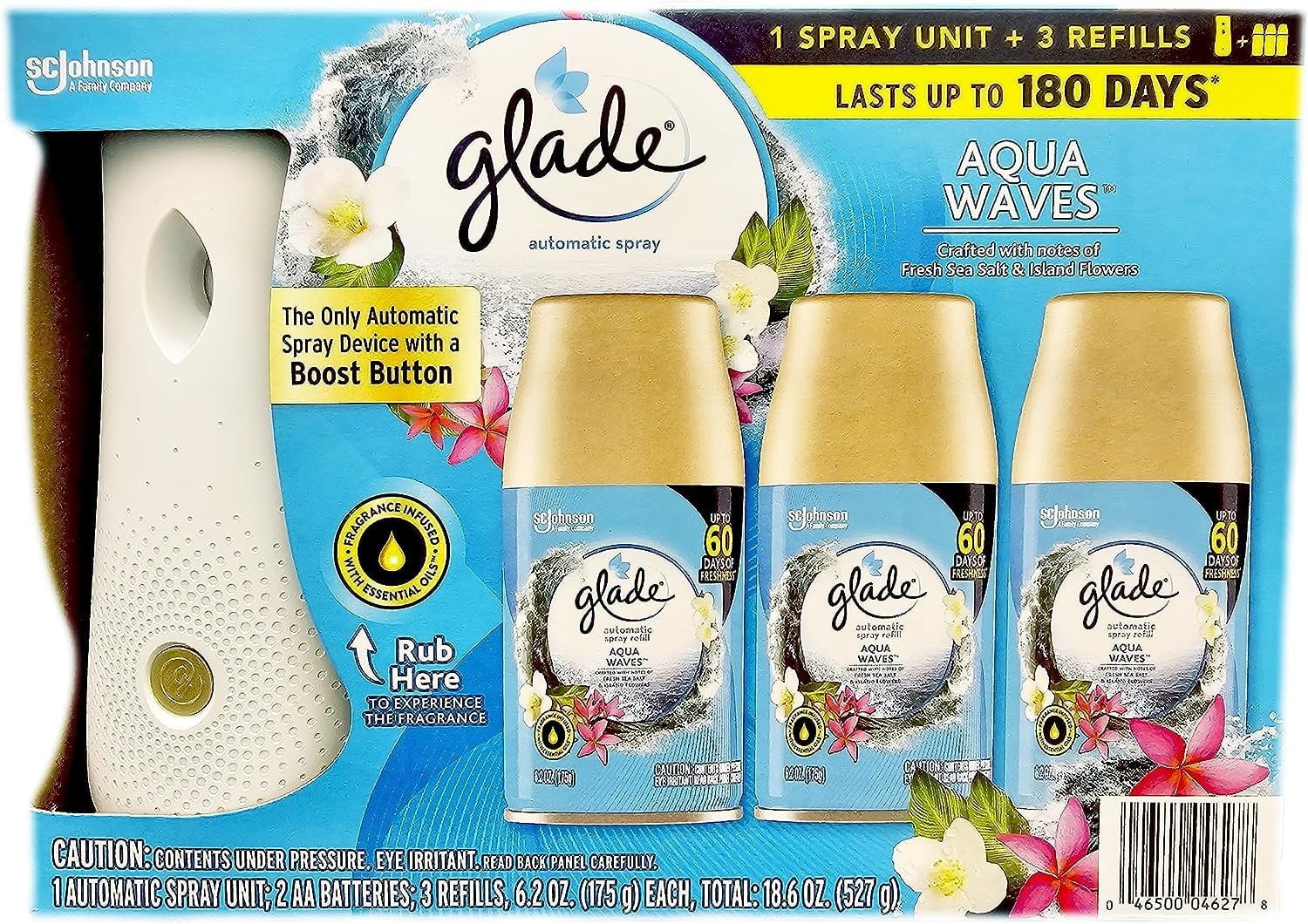 Glade, Automatic Spray Air Freshener 1 Holder + 3 Refills - Aqua Waves ...